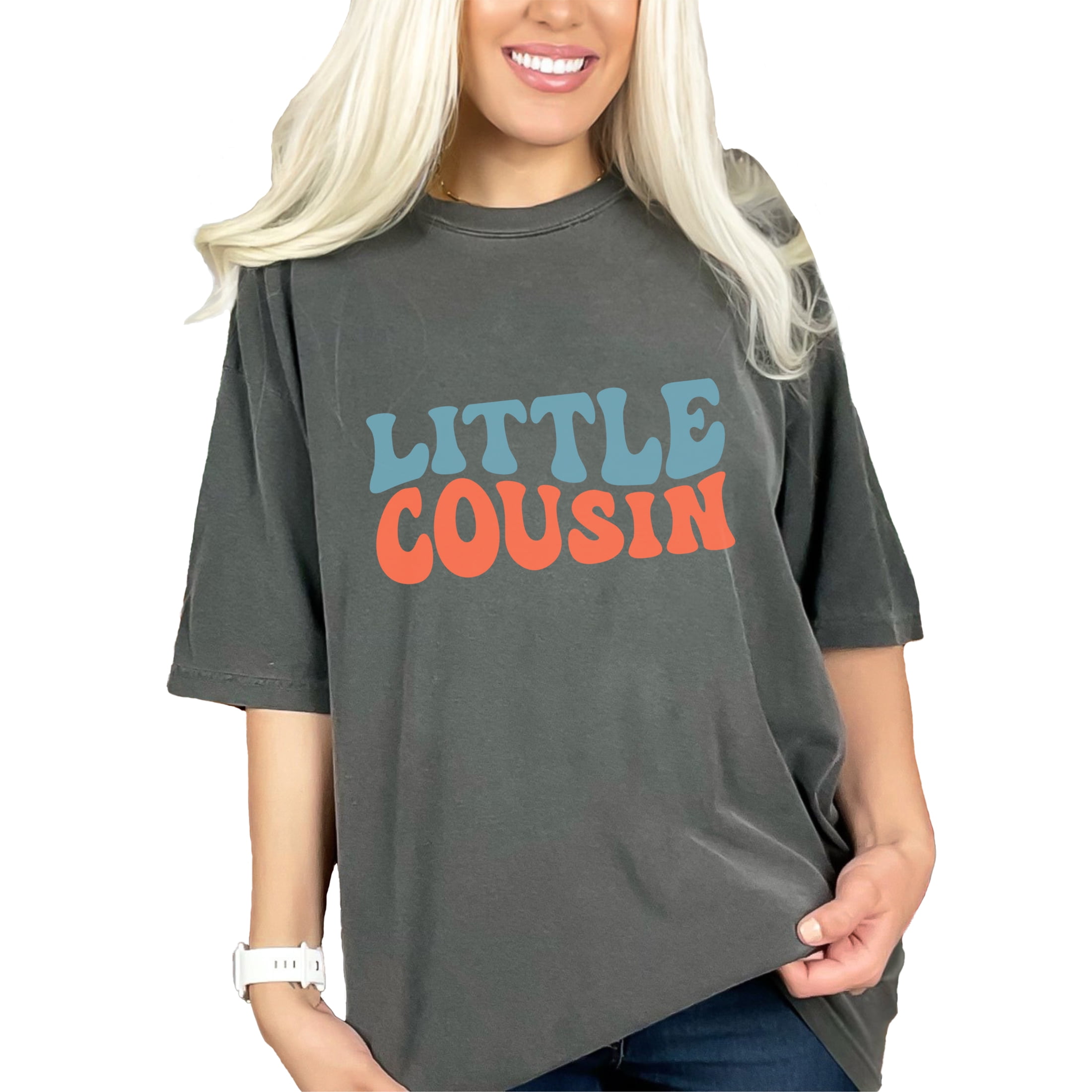 Little Cousin, Family or Younger Cousins Themed, Groovy Retro Wavy Text ...