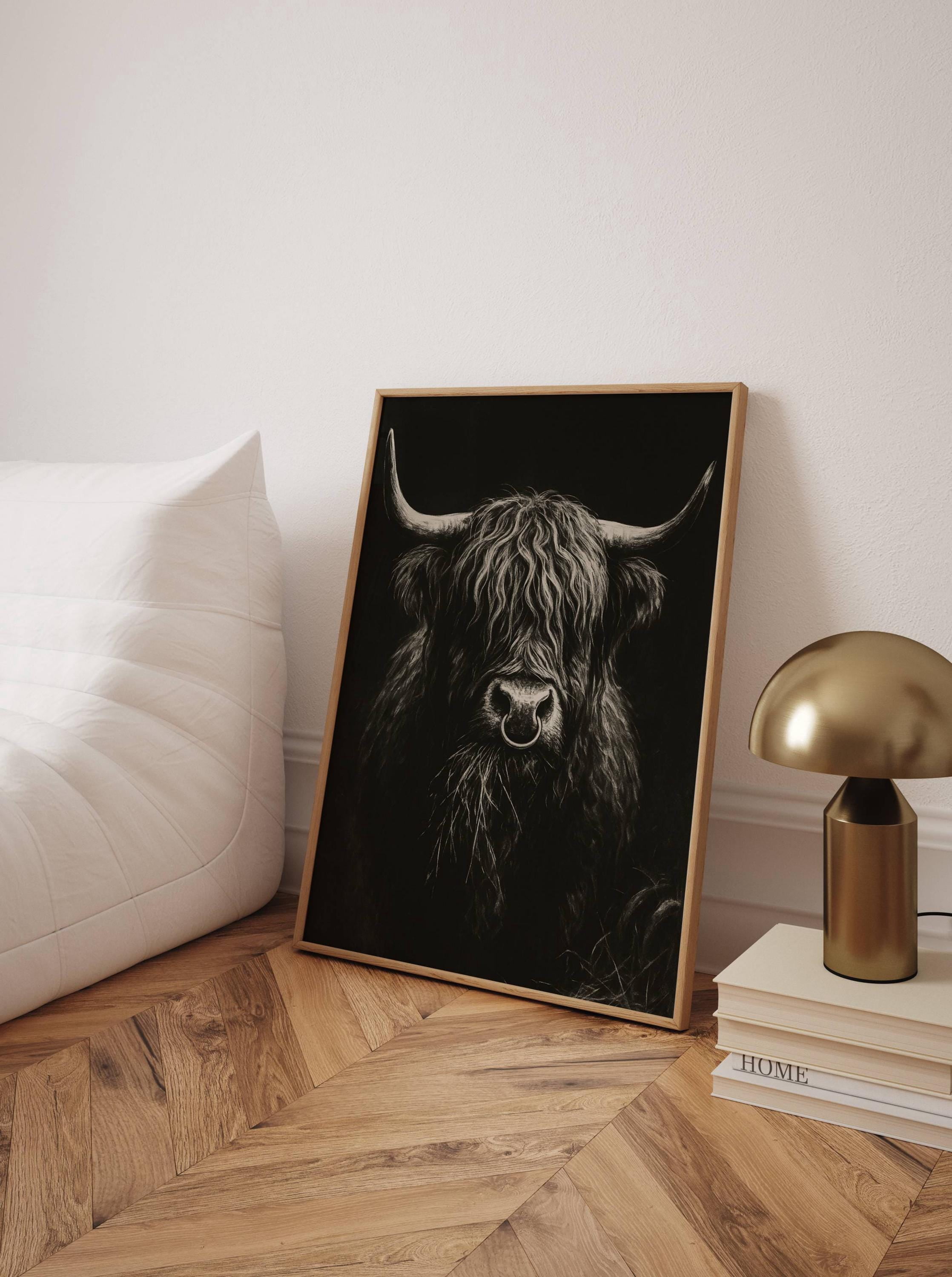 Little Cow Print Black And White Scottish Cattle Rustic Farmhouse Wall ...