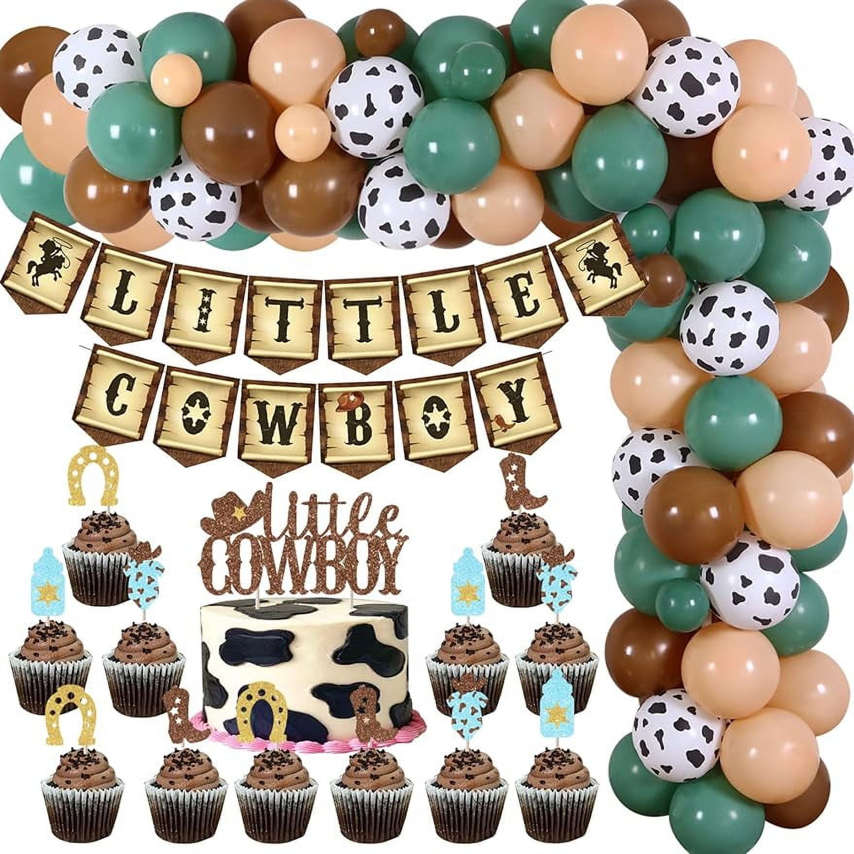 Little Cowboy Baby Shower Decorations, Little Cowboy Banner Cake Topper ...