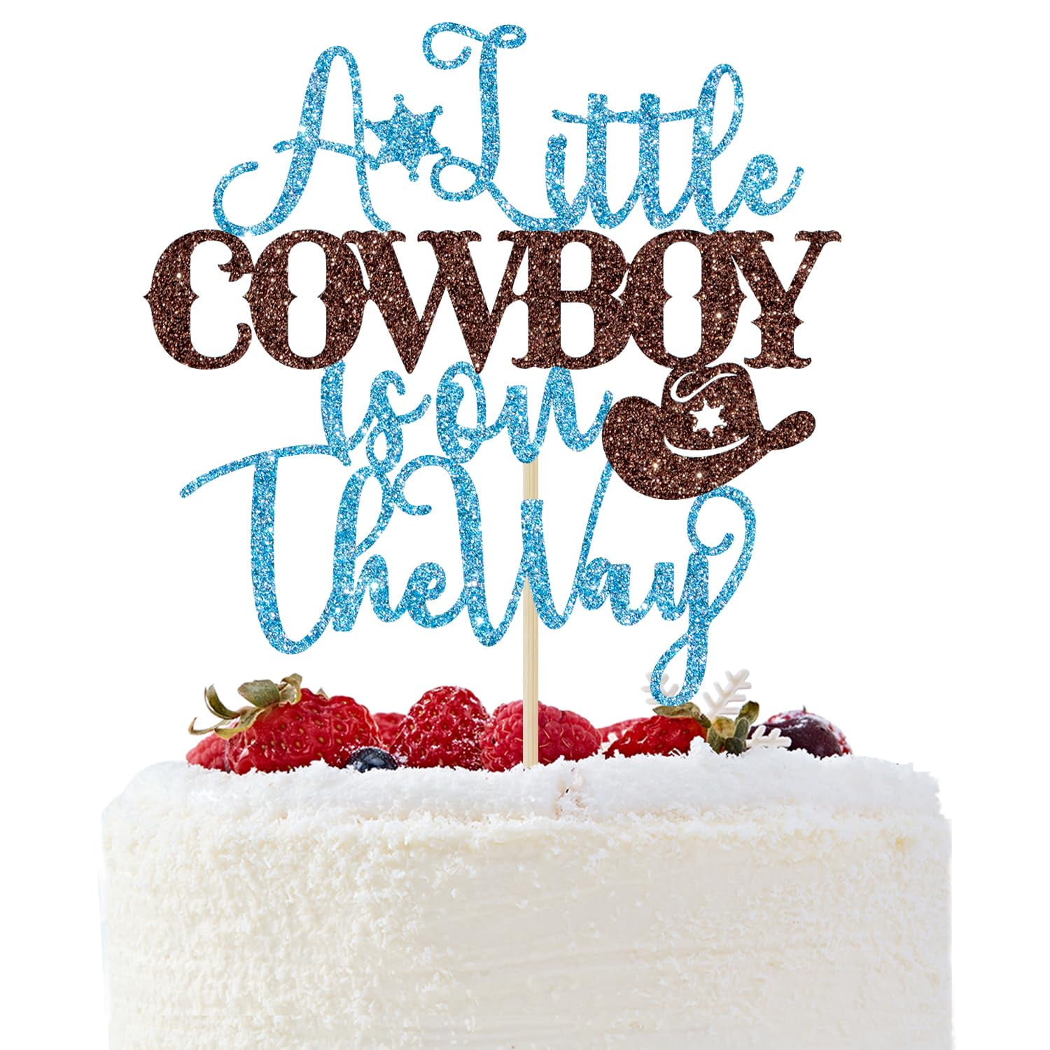 A Little Cowboy PresNok is on The Way Cake Topper, Cowboy Baby Shower Cake Decorations, Western ...