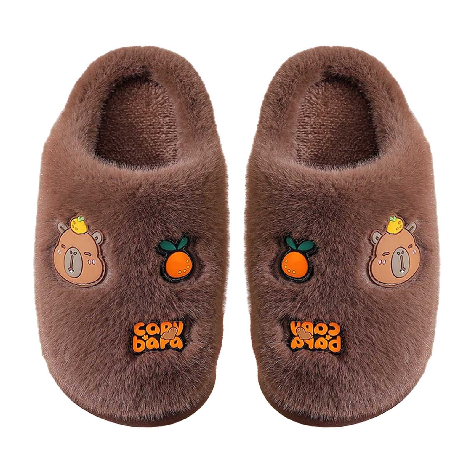 Little Cozy Winter Kids Slippers With Cute Cartoon Girls Indoor Memory ...