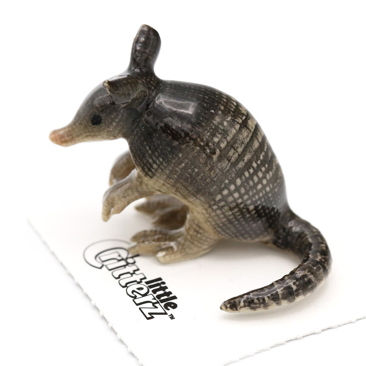 Little Critterz Black Armadillo "Burrow" Hand-painted - Home Decor Animal Decorative Figurine ...