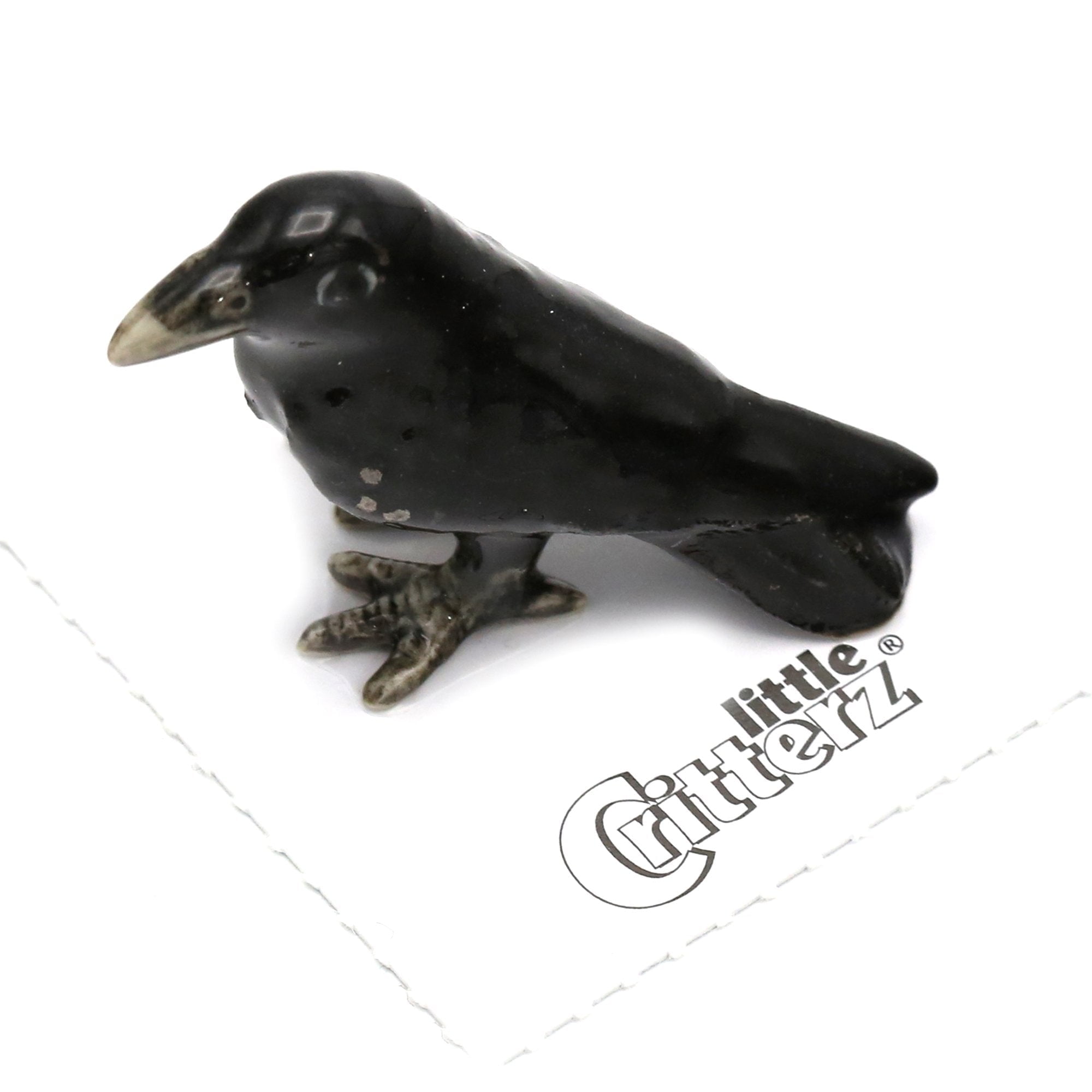 Little Critterz Black Raven "Trickster" - Hand-painted Home Decor Bird ...