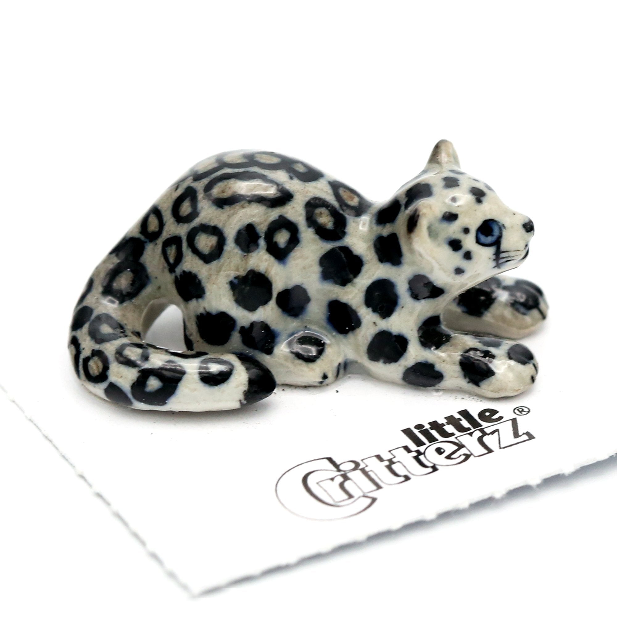 Little Critterz Snow Leopard Cub King Hand-painted - Home Decor Animal ...