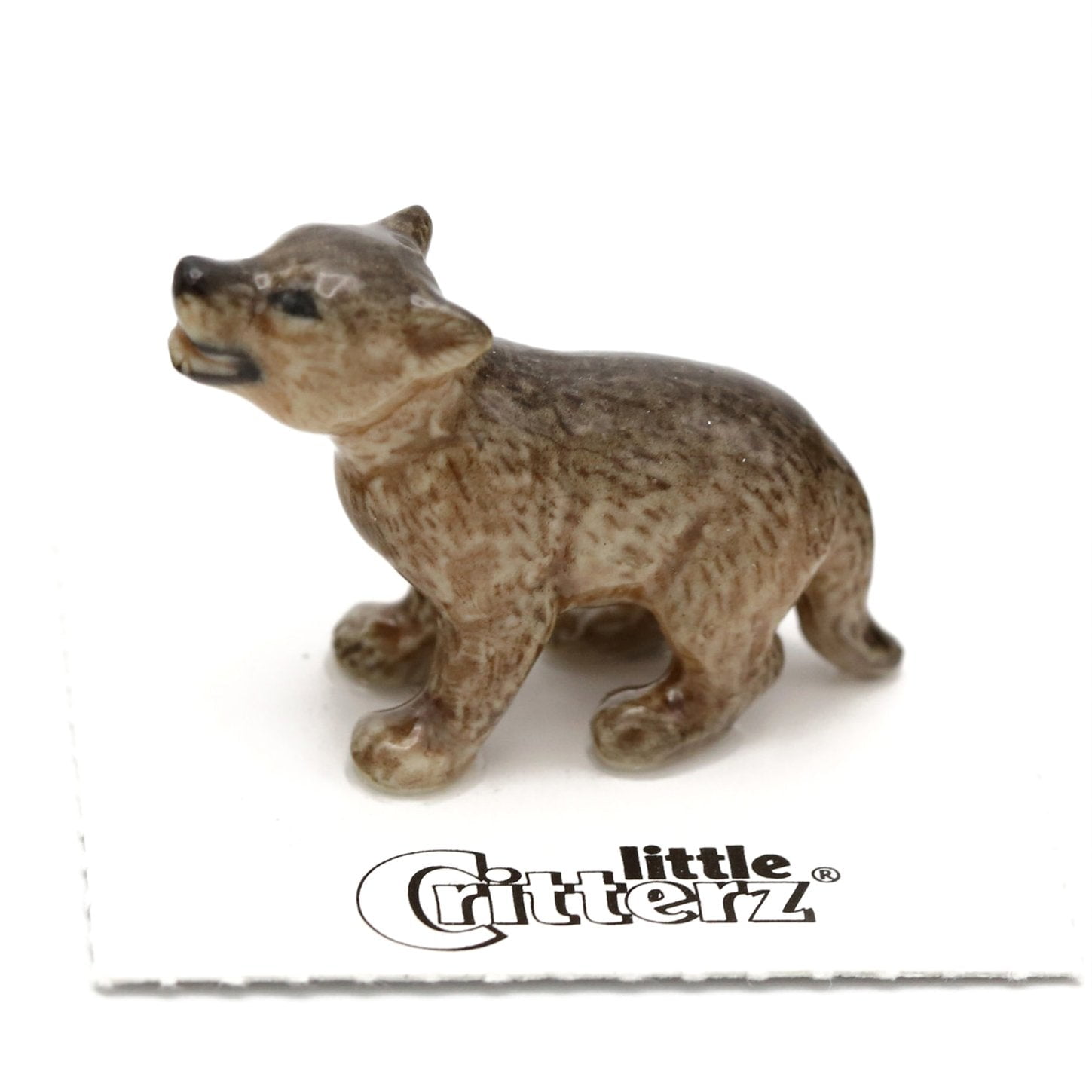 Little Critterz Wolf Cub Howling "Yelp" - miniature porcelain figurine ...