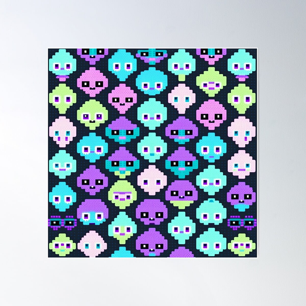 Little Cute Aliens Poster Wall Art, Modern Wall Decor For Living Room ...