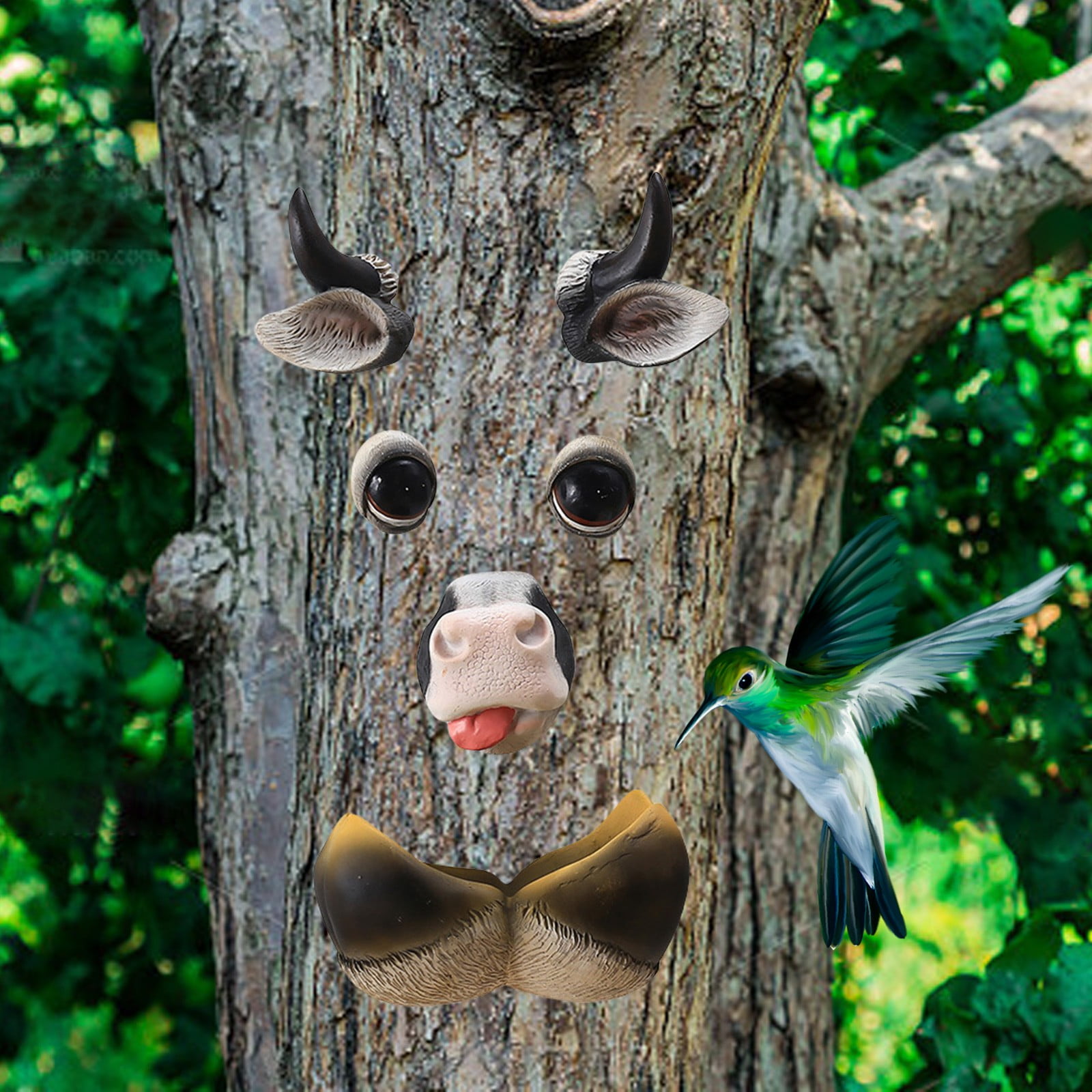 Little Cute Cow Tree Face Outdoor Garden Decoration Tree Animals ...