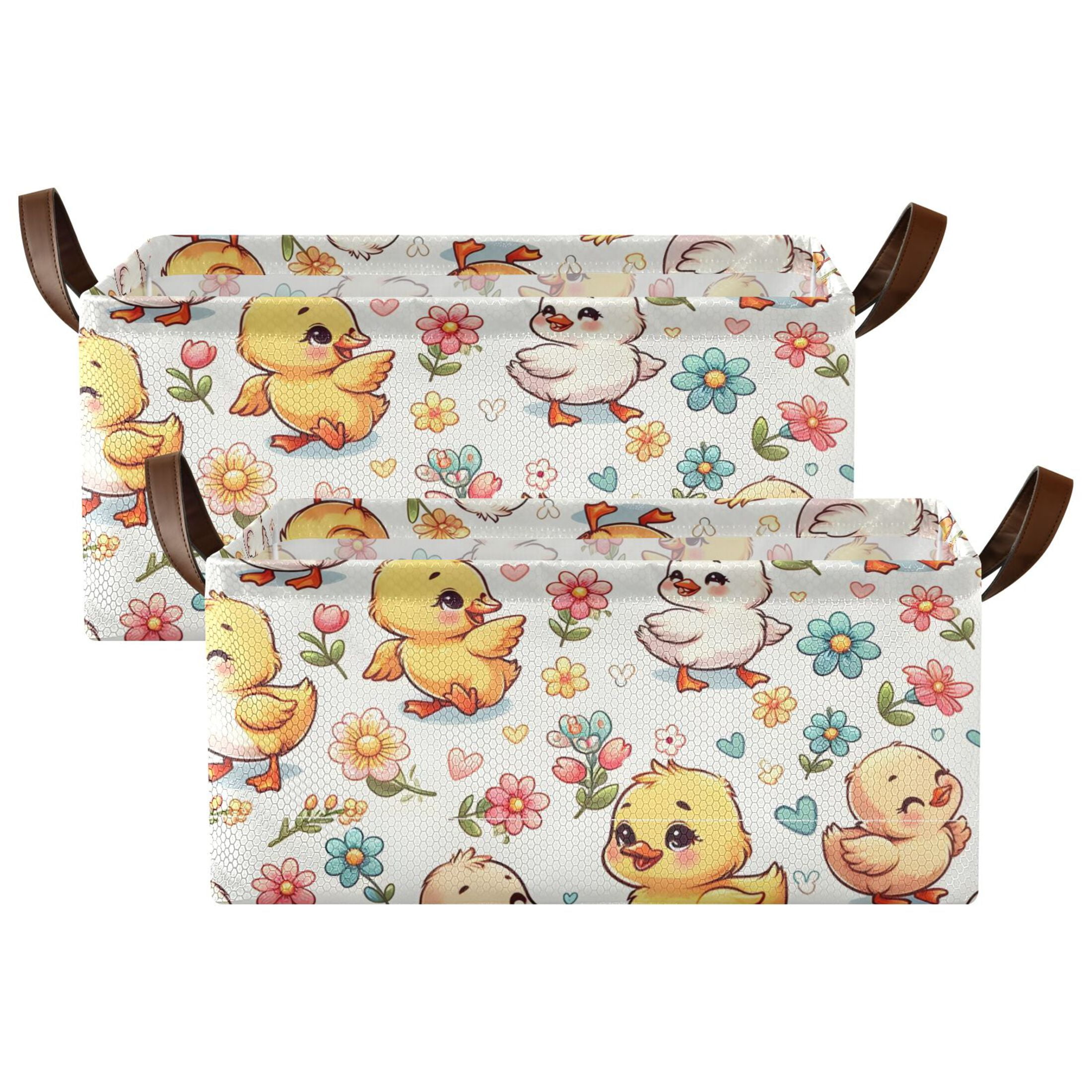 Little Cute Duck 2 Pcs Collapsible Storage Bins Fabric Shelf Baskets ...