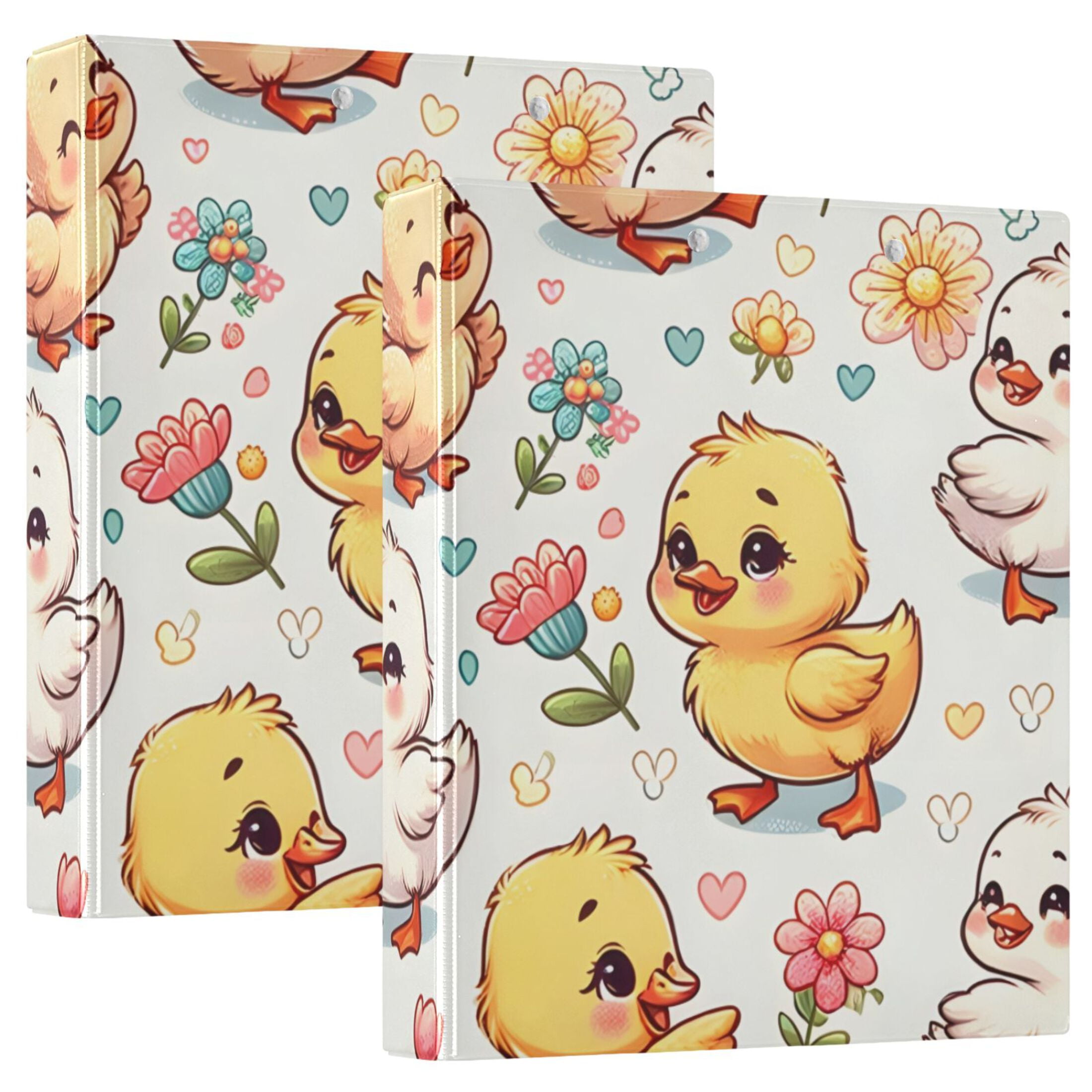 Little Cute Duck 3 Ring Hardcover Binders 1.5" Round Rings for Letter ...
