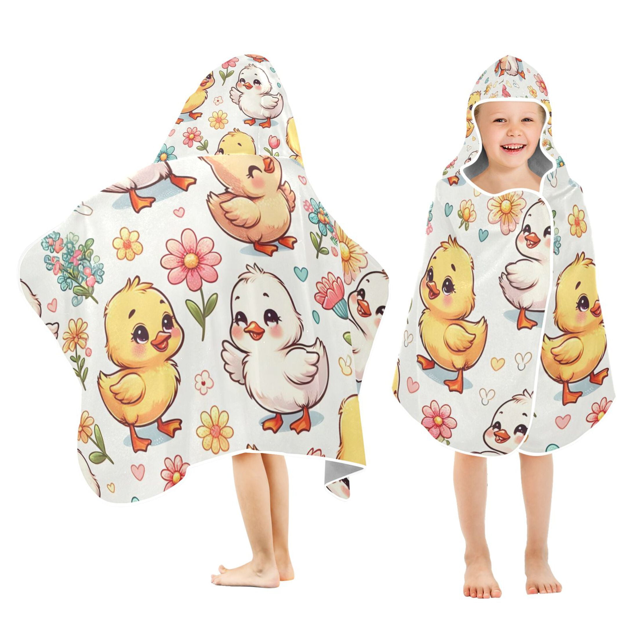 Little Cute Duck Toddler Hooded Beach Towel 24" x 50" Kids Bath Towels ...