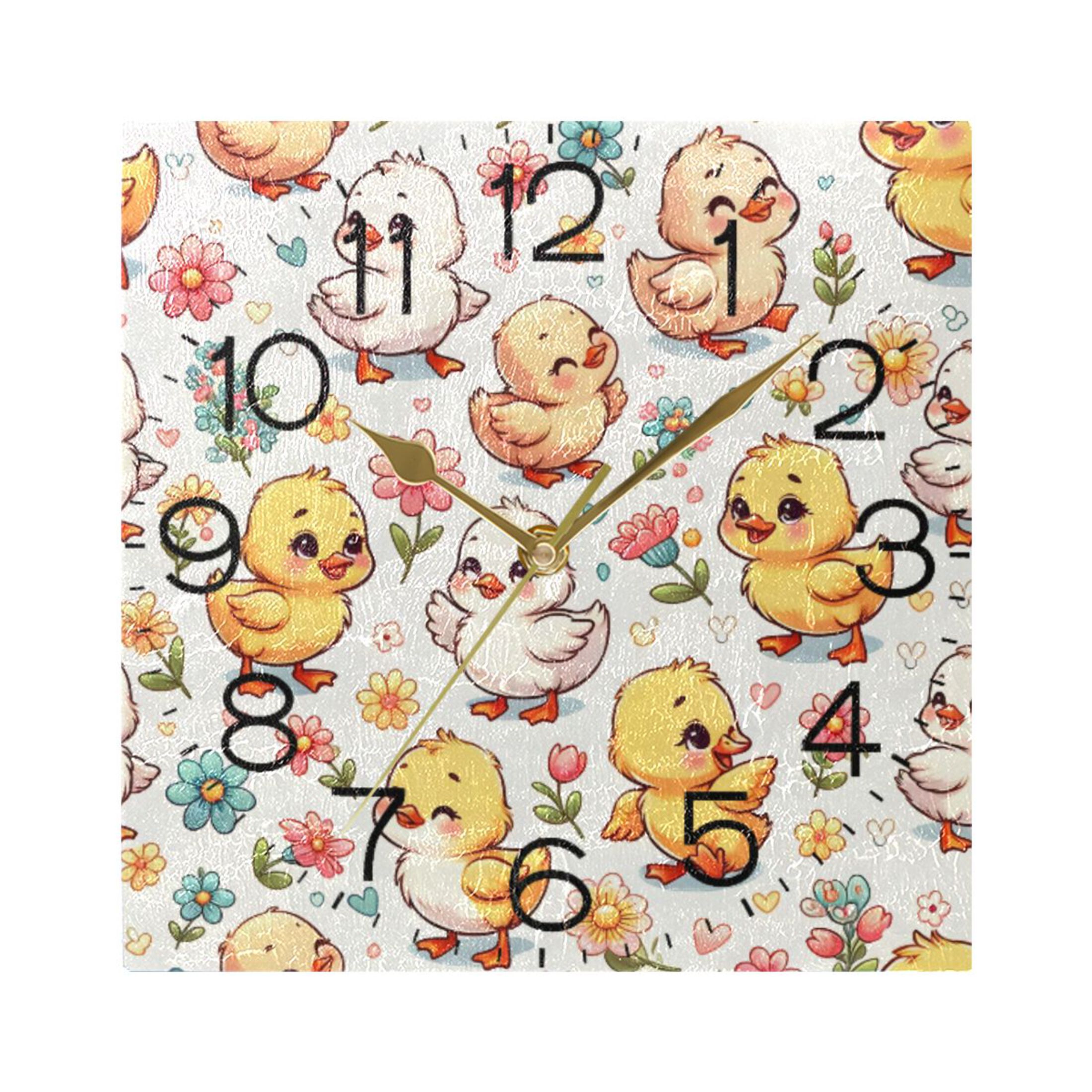 Little Cute Duck Wall Clock 7.78" Non-Ticking Silent Battery Operated ...