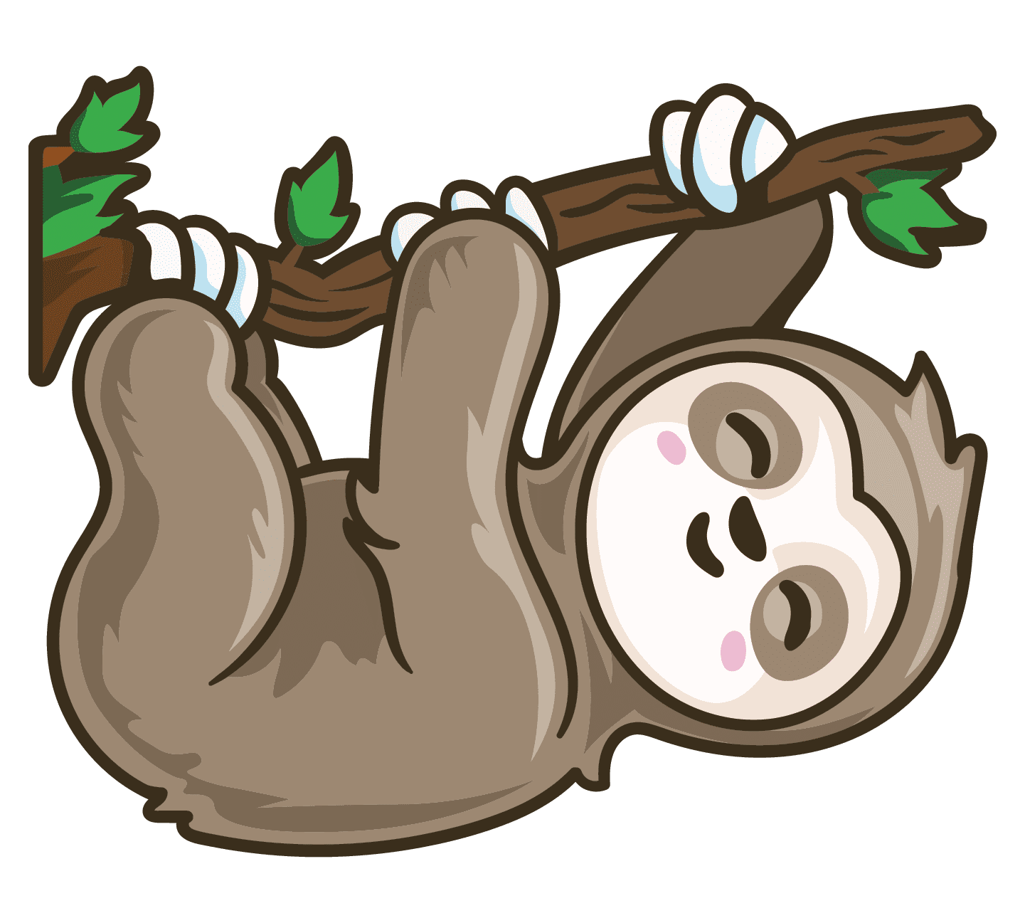 Little Cute Sloth on a Branch Artwork Vinyl Wall Decal - Beautiful Art ...