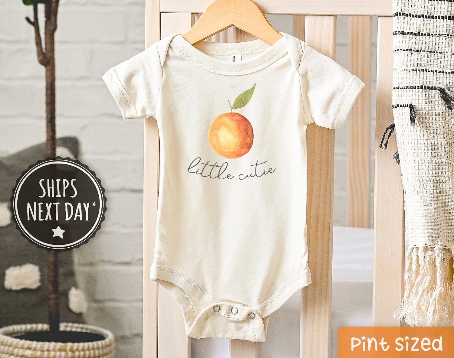Little Cutie Baby Onesie, Cute Little Orange Baby Bodysuit, Hipster ...