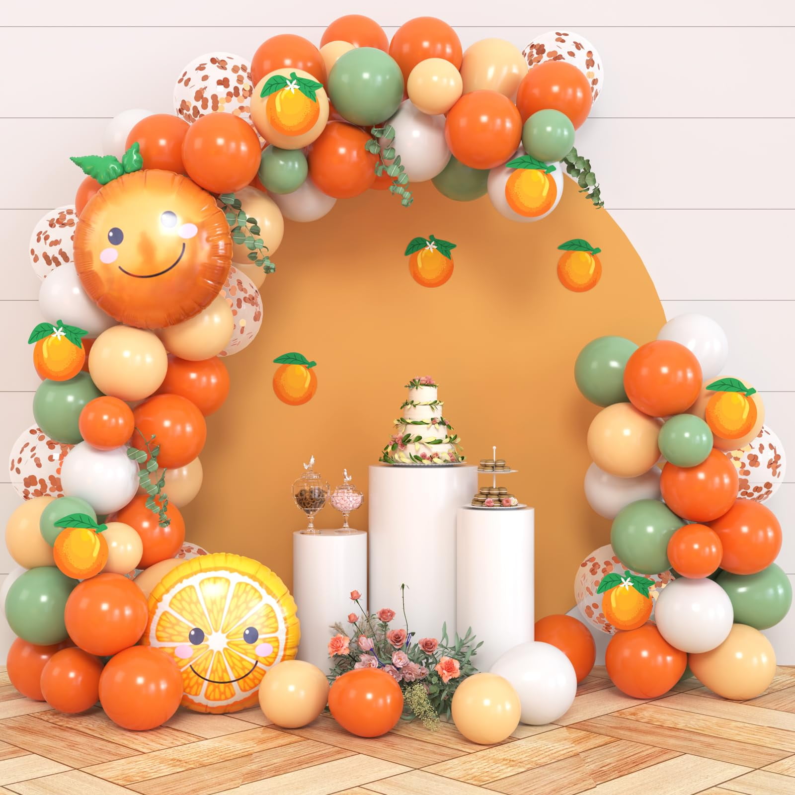 Little Cutie Baby Shower OIF8 Decorations Orange Balloons Arch Kit Foil ...