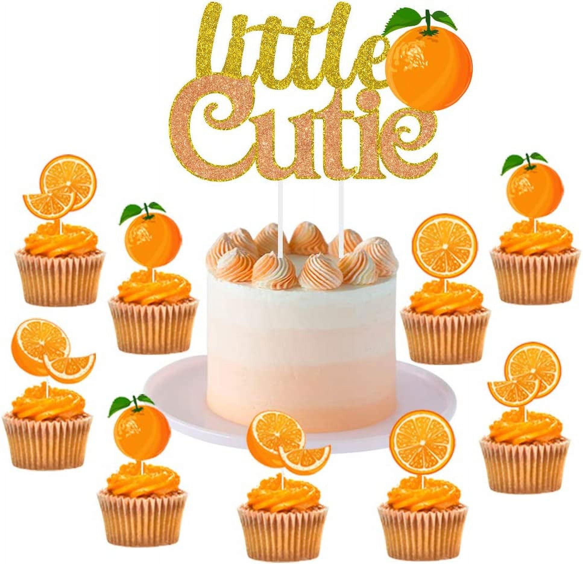 Little Cutie Cake Topper and Orange Citrus Cupcake Picks, by Cheereveal ...