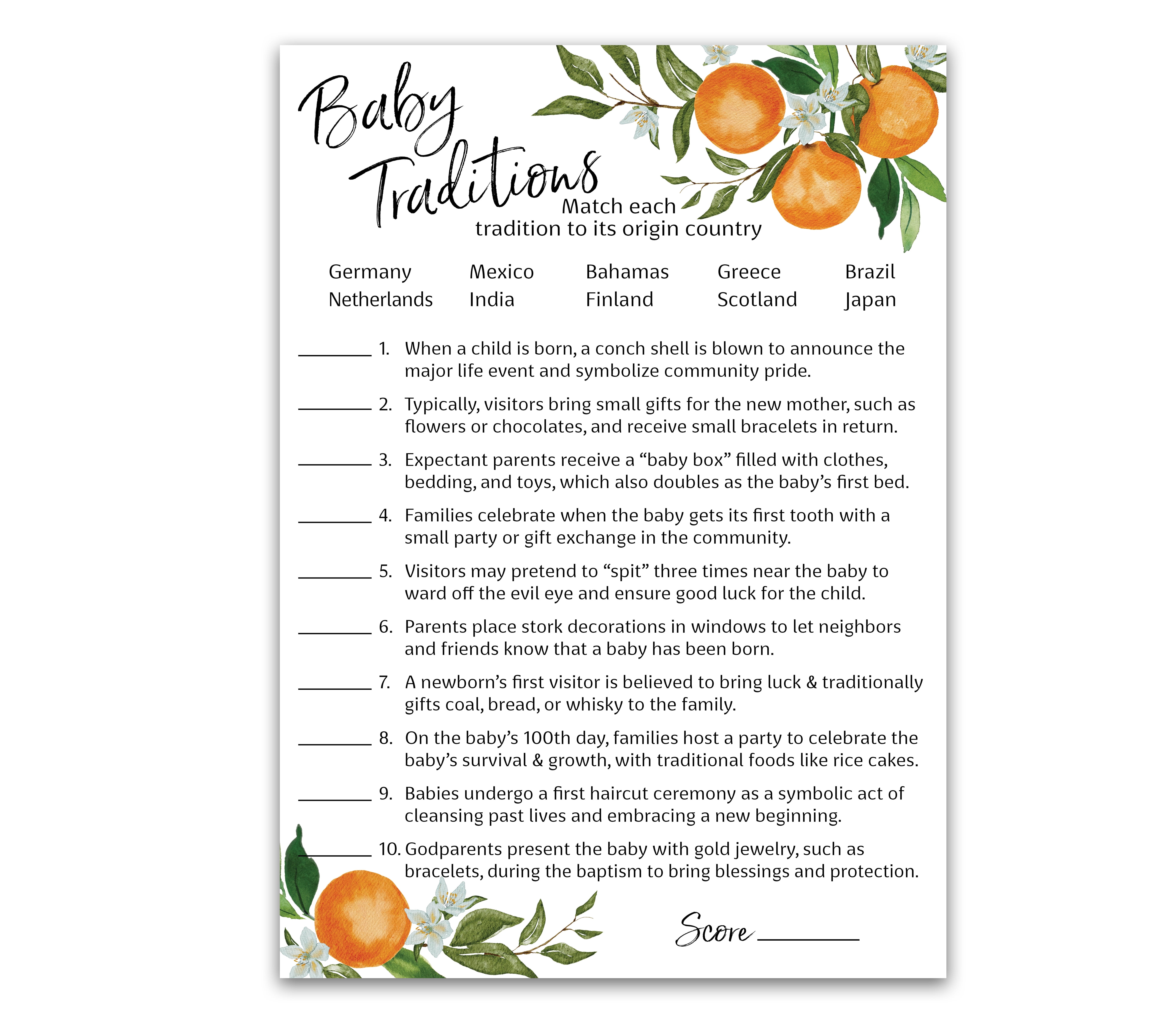 A Little Cutie Theme Baby Shower Games — BABY TRADITIONS around the ...