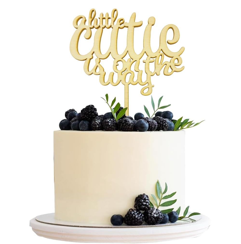 Little Cutie isTRDN On The Way Cake Topper, 4.9x6.3inch Rustic Wooden ...
