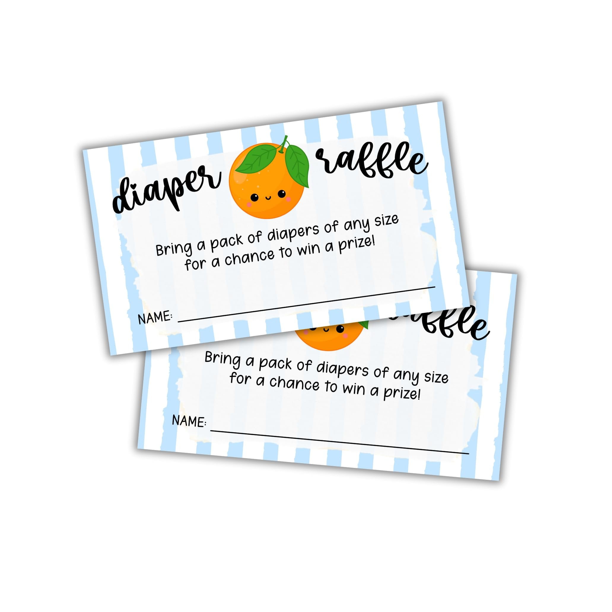 Little Cuties Oranges Diaper Raffle Tickets 50pk 2x3.5 Blue Stripes ...