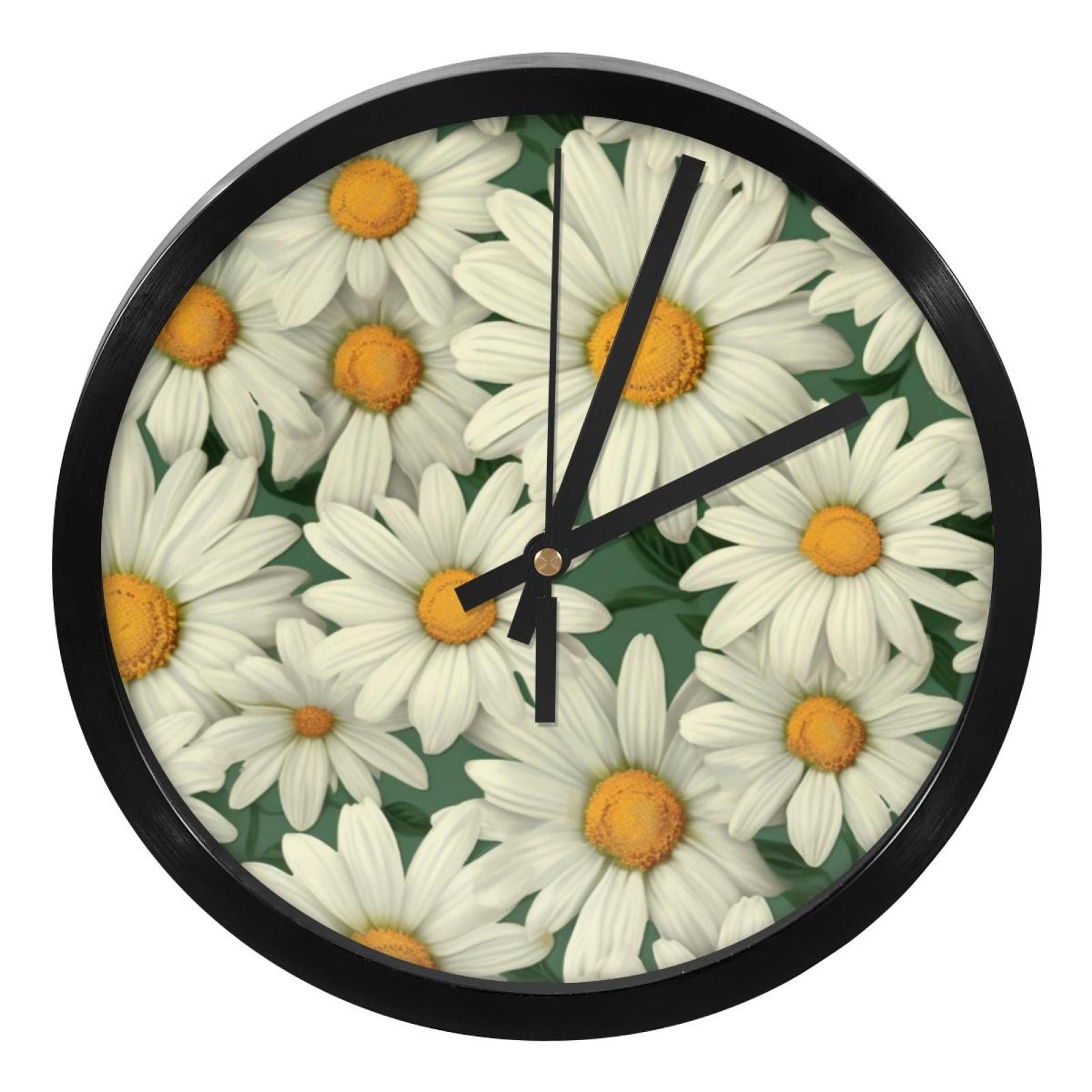 Little Daisy 9.8-Inch Round Wall Clock, Silent Non-Ticking Digital ...