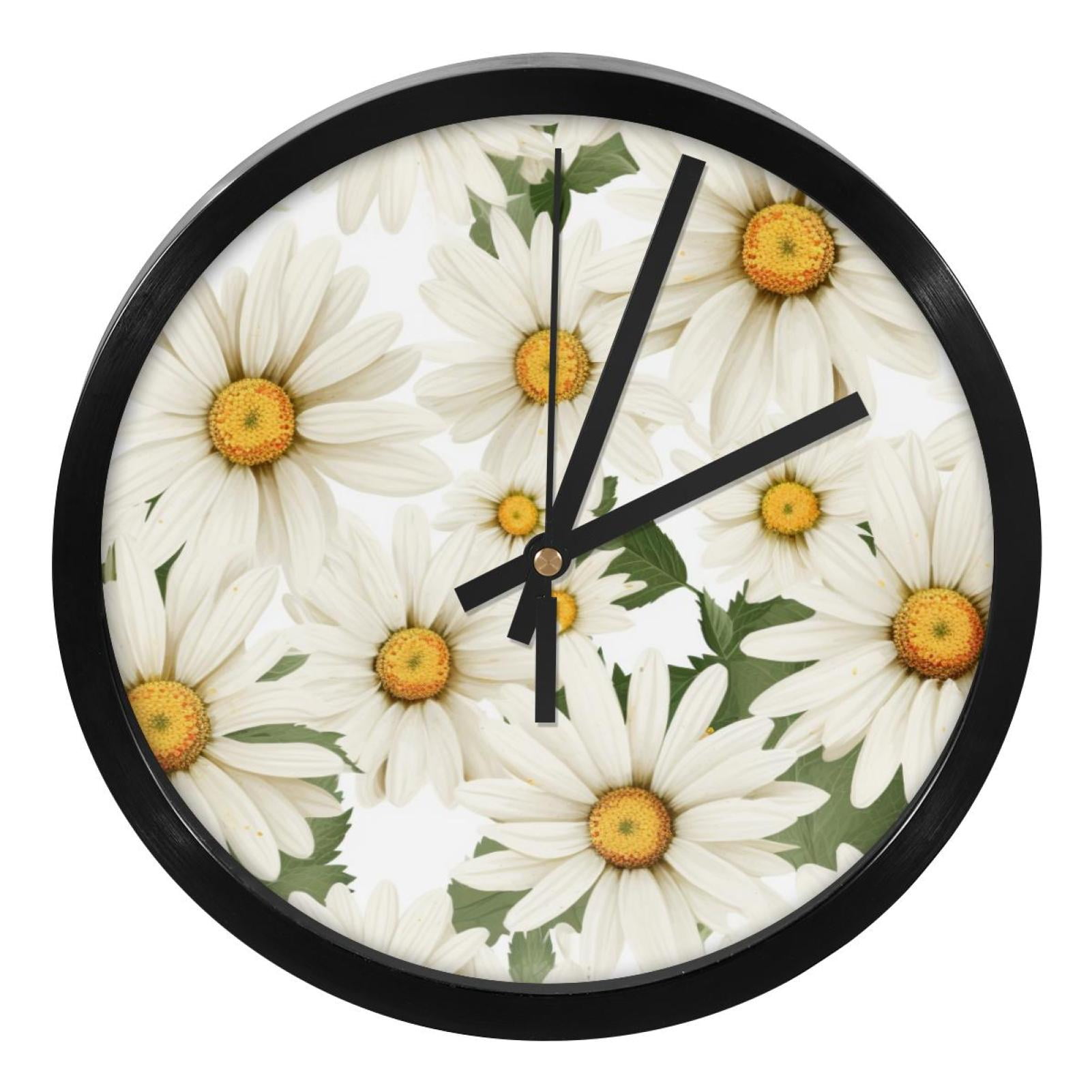 Little Daisy 9.8-Inch Round Wall Clock, Silent Non-Ticking Digital ...