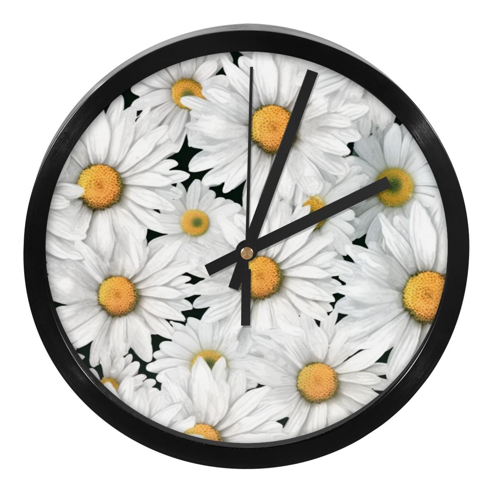 Little Daisy 9.8 Inch Silent Wall Clock, Round Digital Battery Operated ...
