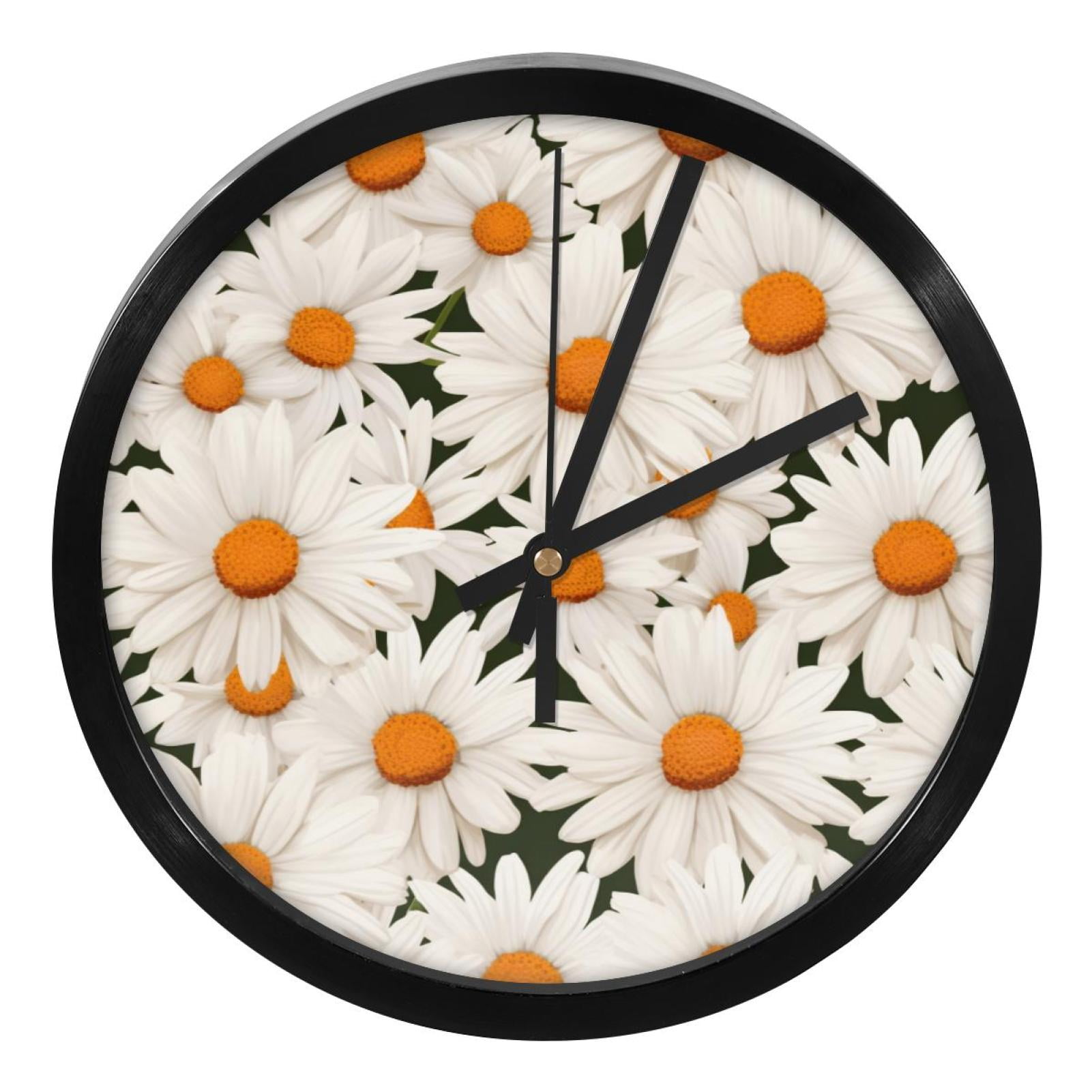 Little Daisy 9.8 Inch Silent Wall Clock, Round Digital Battery Operated ...