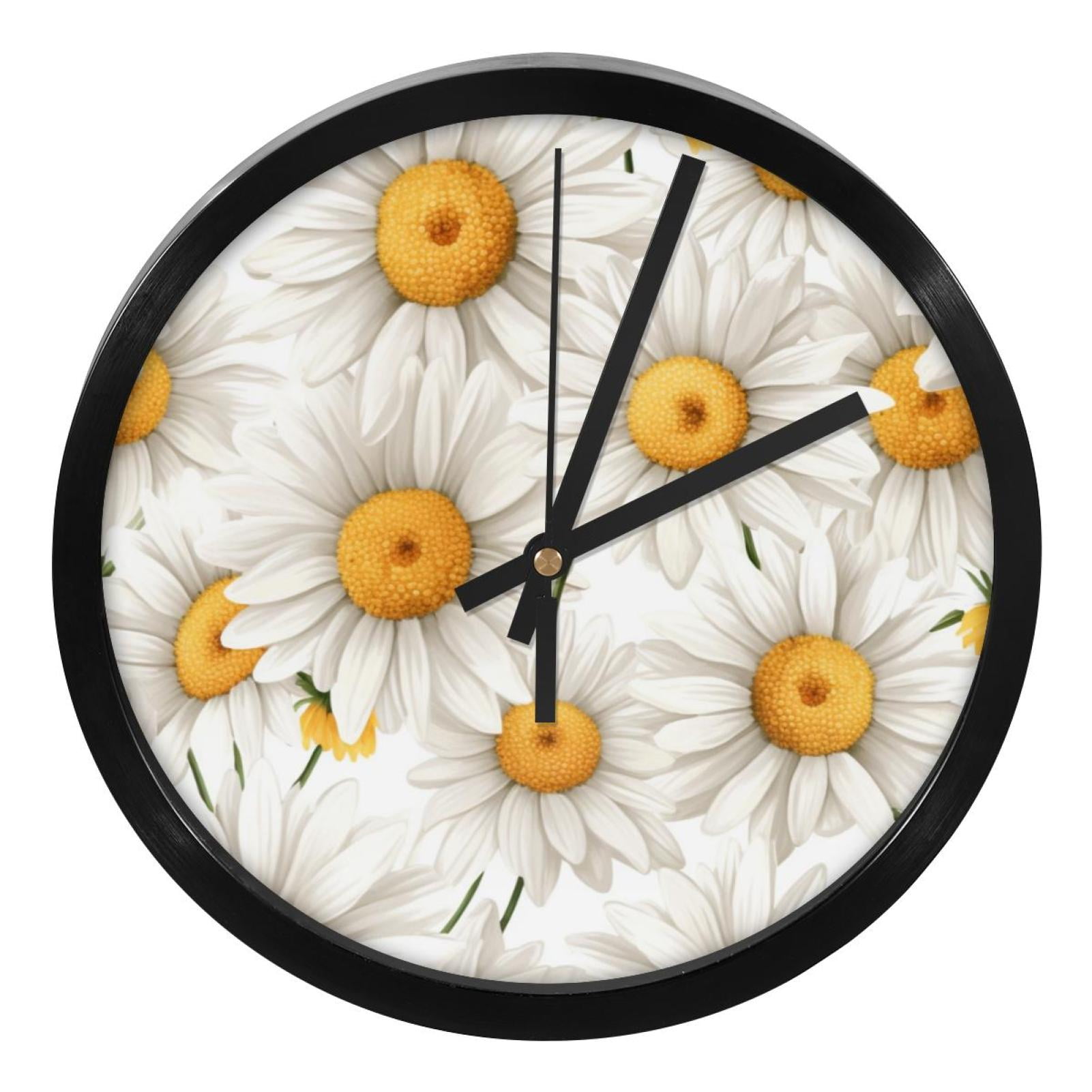Little Daisy 9.8 Inches Silent Wall Clock, Round Digital Battery ...