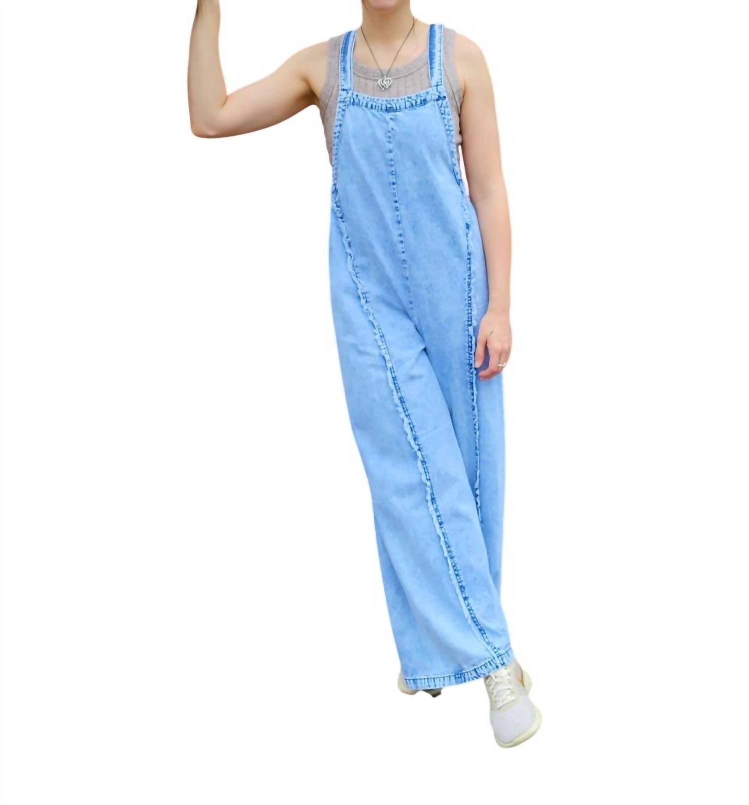Little Daisy Closet Wide Leg Denim Romper - Walmart.com