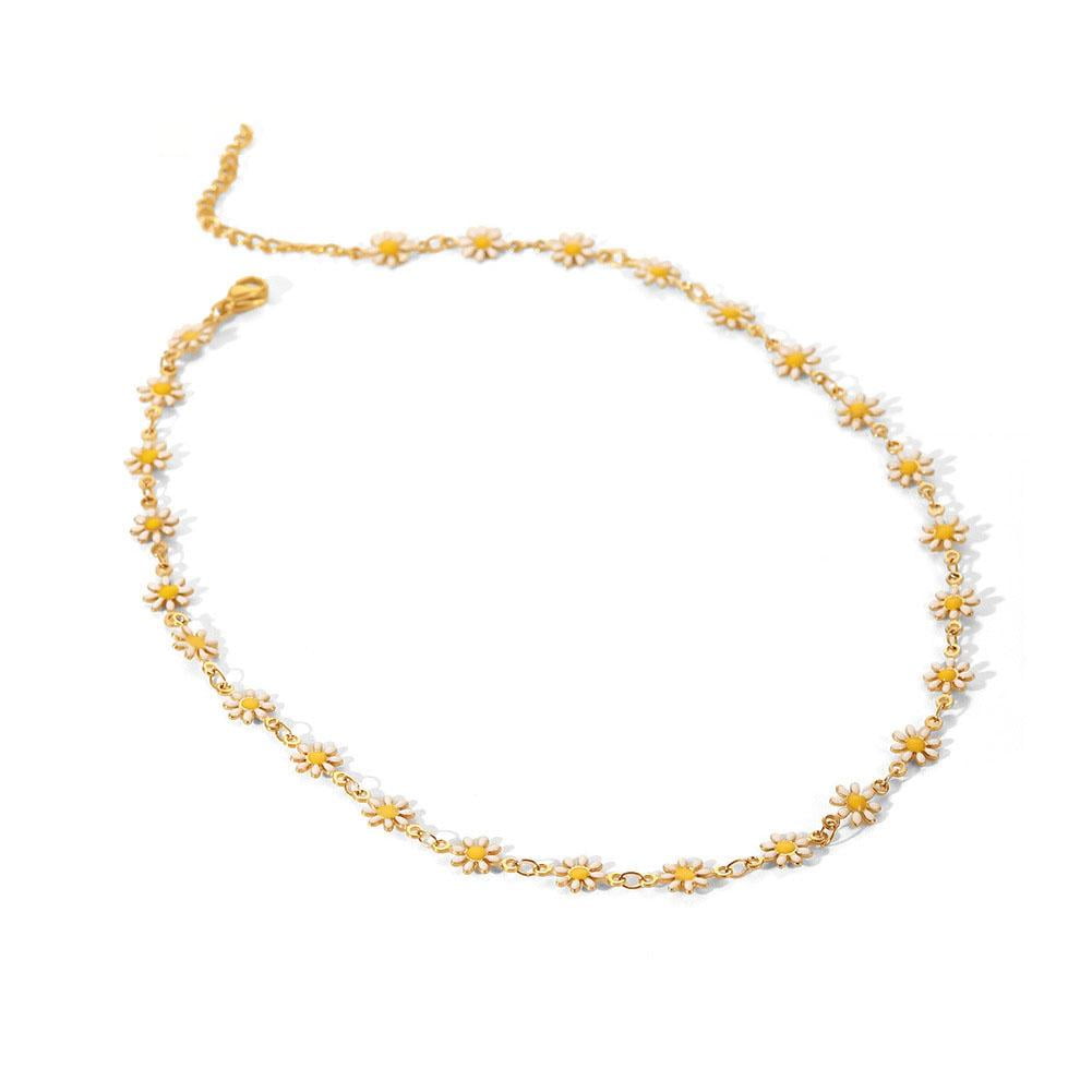 Little Daisy Flower Necklace, Sunflower Necklace, Colourful Flowers ...