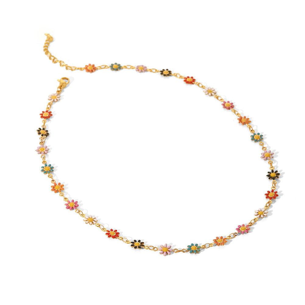 Little Daisy Flower Necklace, Sunflower Necklace, Colourful Flowers ...