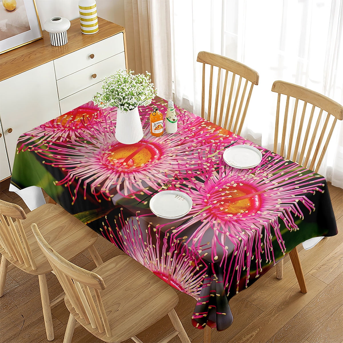 Little Daisy Rectangular Tablecloth Various Flower Plant Theme ration ...