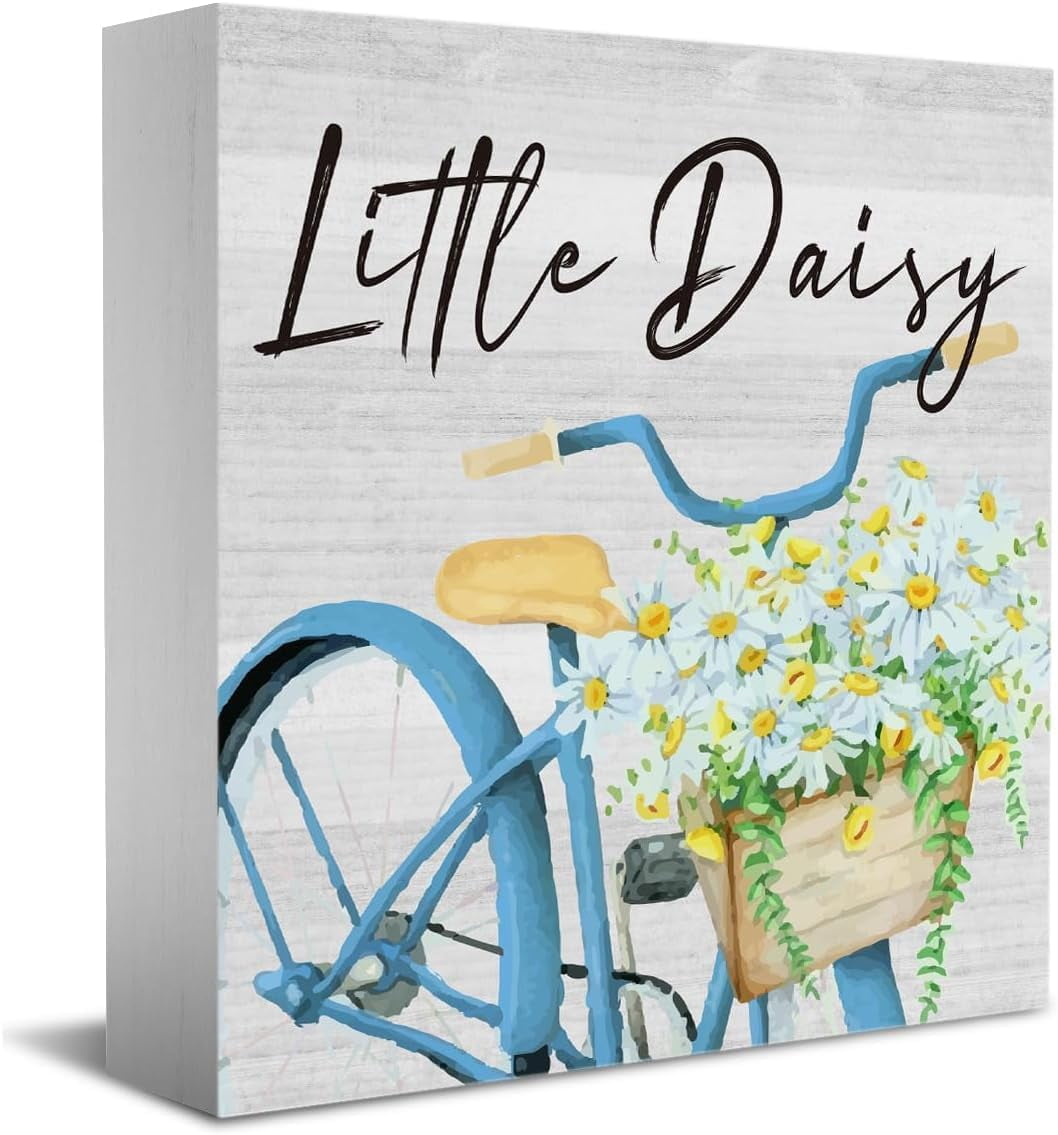 Little Daisy Sign, Spring Home Office Desk Decor, Rustic Spring Tiered ...