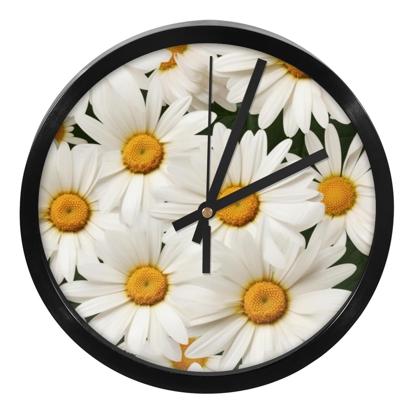 Little Daisy Wall Clock, 9.8 Inches, Silent, Not Ticking, Round Digital ...