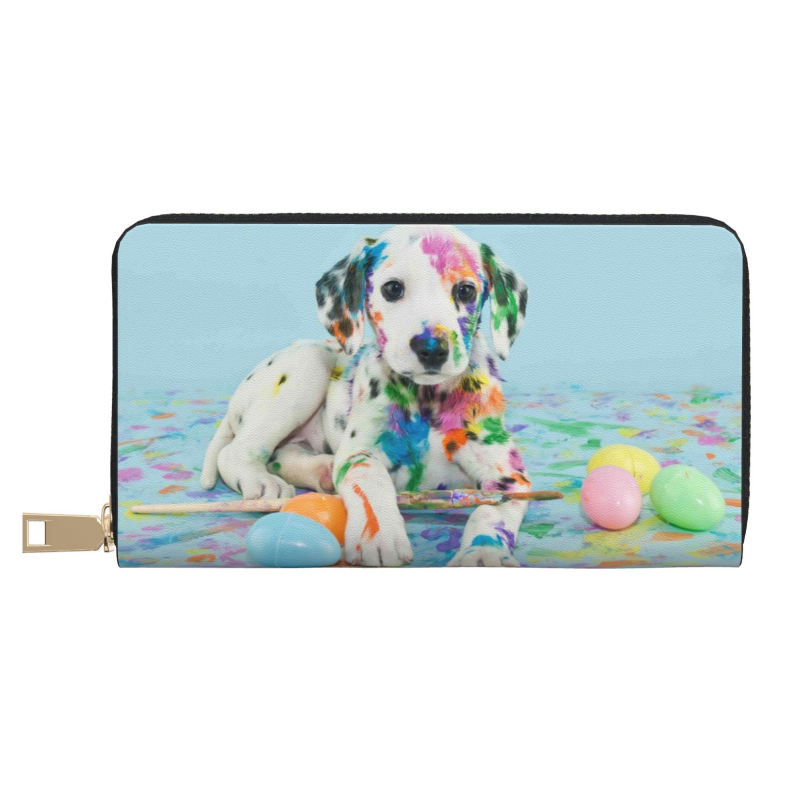Little Dalmatian Puppy Wallet Women, Leather Bifold Multi Card Wallet ...