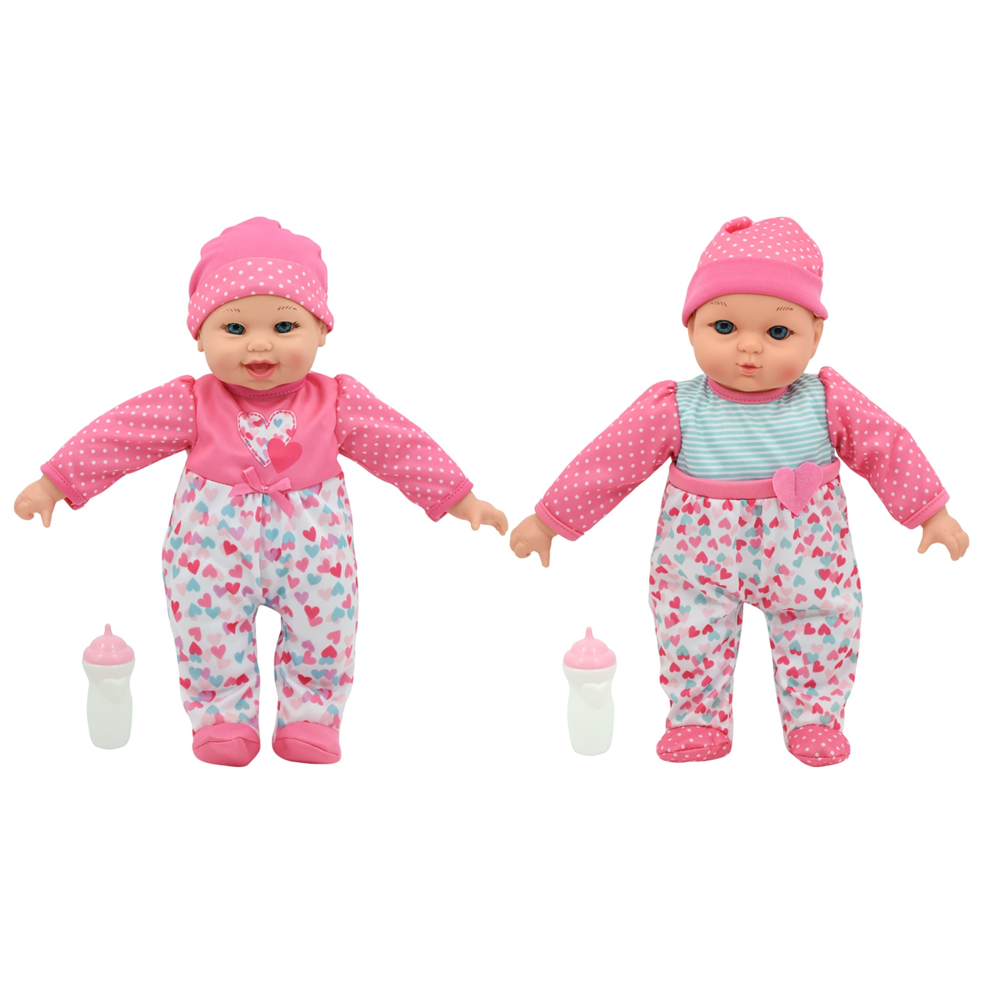 Little Darlings: 12" Talking Twins - Pink, Teal, Hearts - 2 Soft Body ...