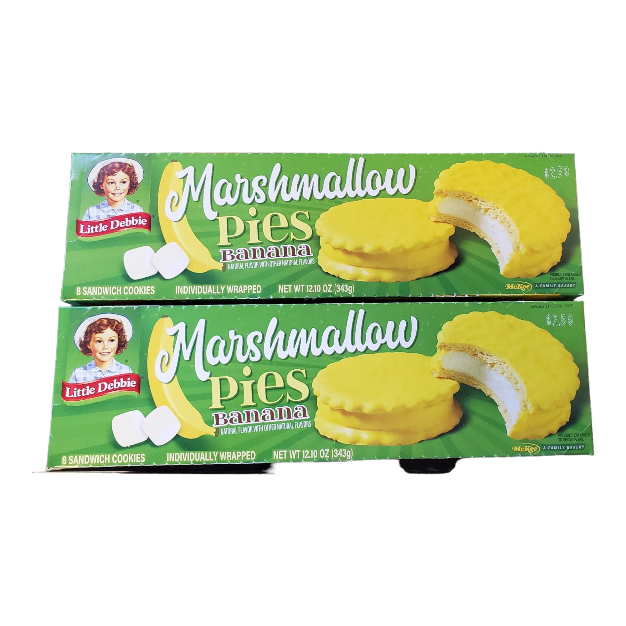 Little Debbie Banana Marshmallow Pies, 2 boxes 12.10 oz each, 8 ...