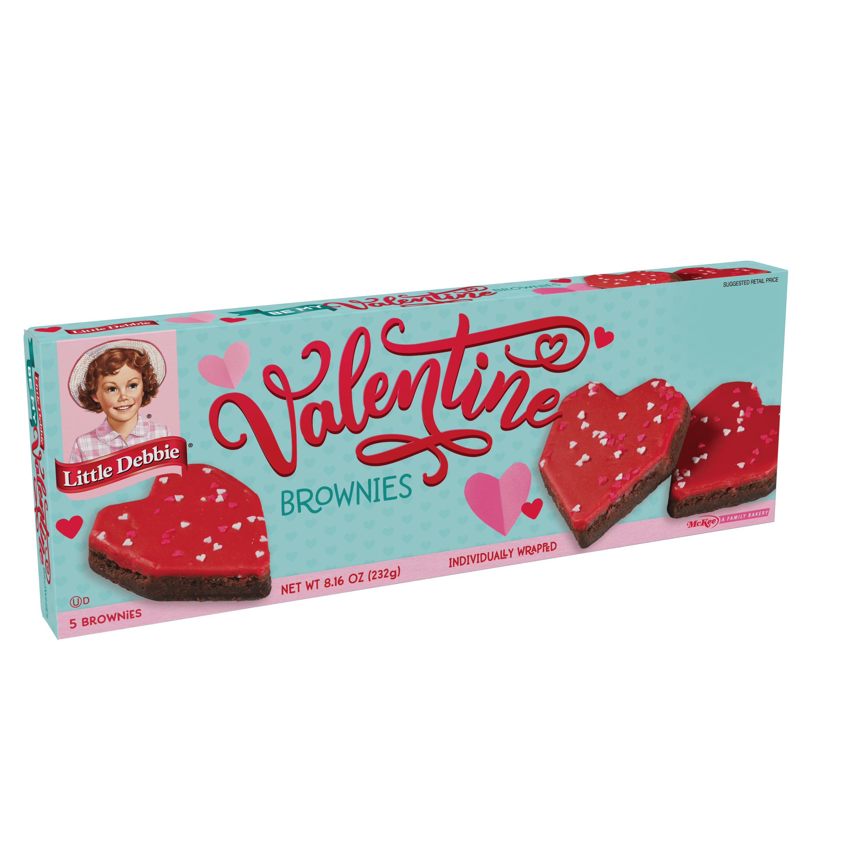 Little Debbie Heart-Shaped Valentine Iced Brownies, 5 ct Snack Pack, 8. ...