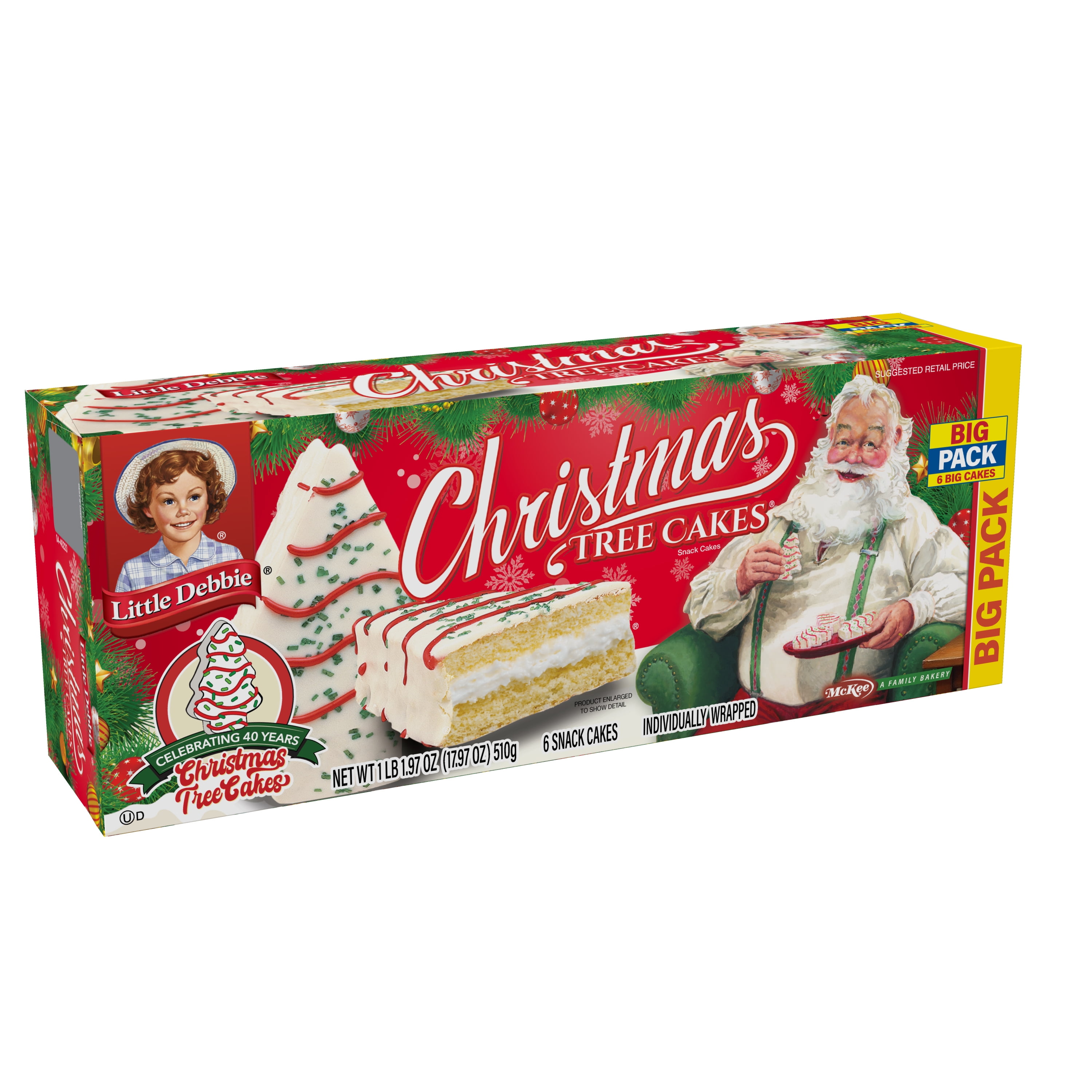 Little Debbie Bakery Snack: Big Pack Christmas Tree Cakes Bulk ...