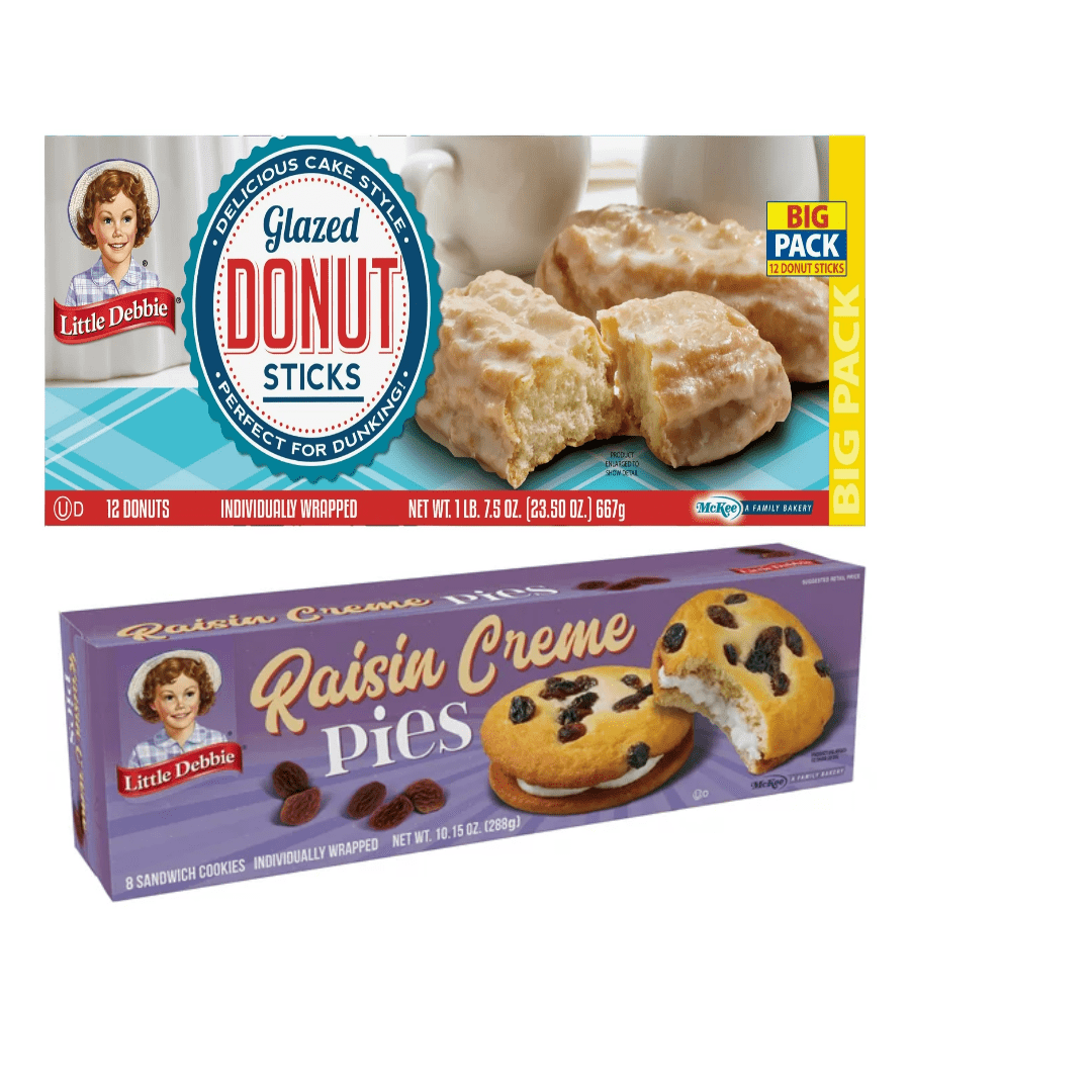 Little Debbie Big Pack Donut Sticks & Raisin Creme Pies Bundle, 12 ct ...