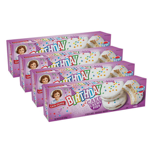 Little Debbie Birthday Cake Creme Pies, 4 Boxes, 32 Individually ...