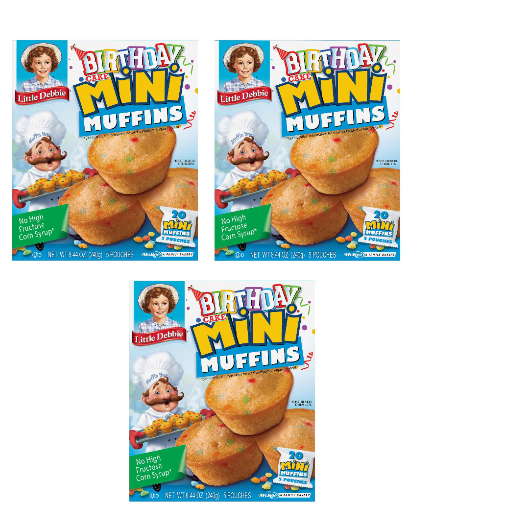 Little Debbie Birthday Cake Mini Muffins, 5 ct pack of 3 - Walmart.com