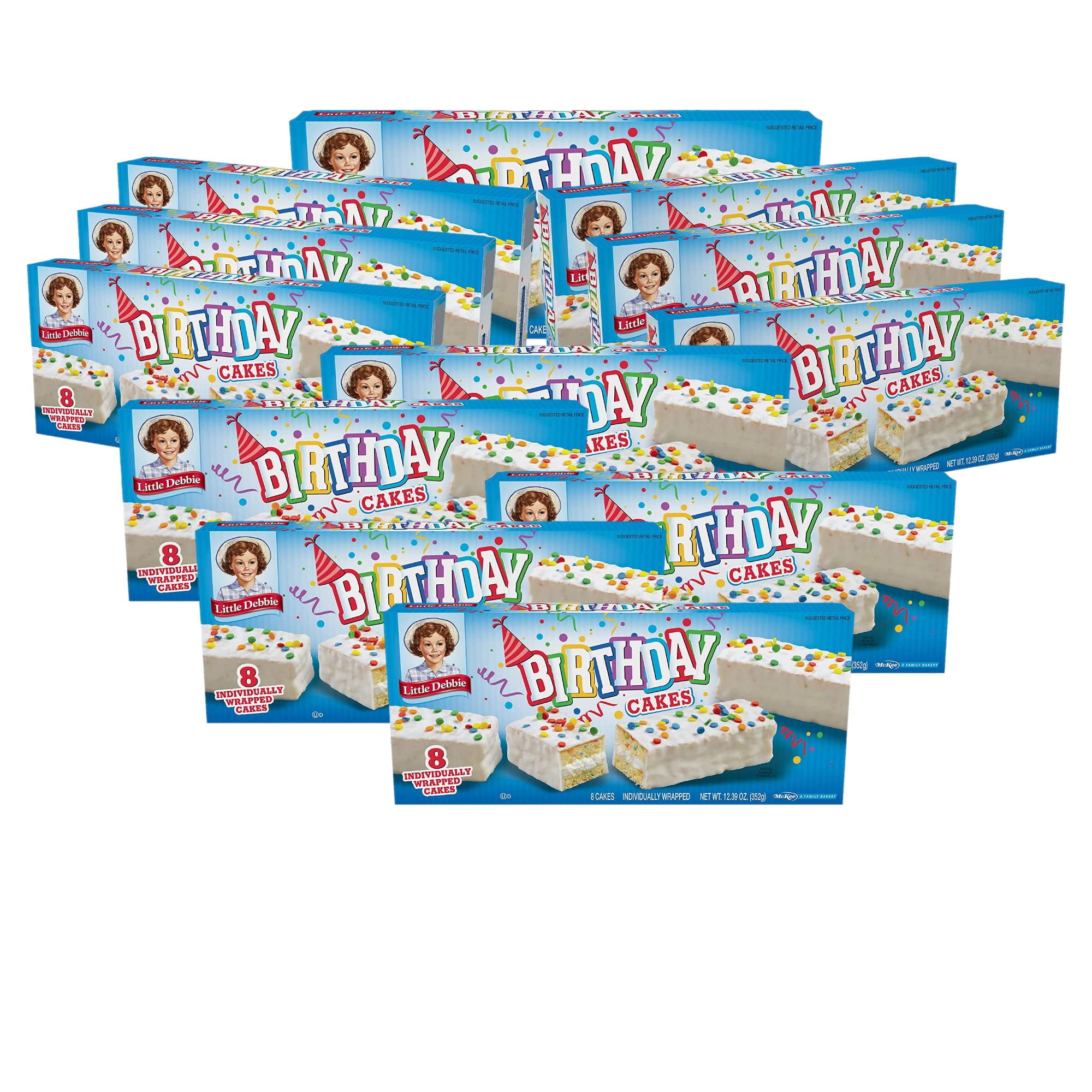 Little Debbie Birthday Cakes, 12 Boxes of 96 Individually Wrapped Cakes ...