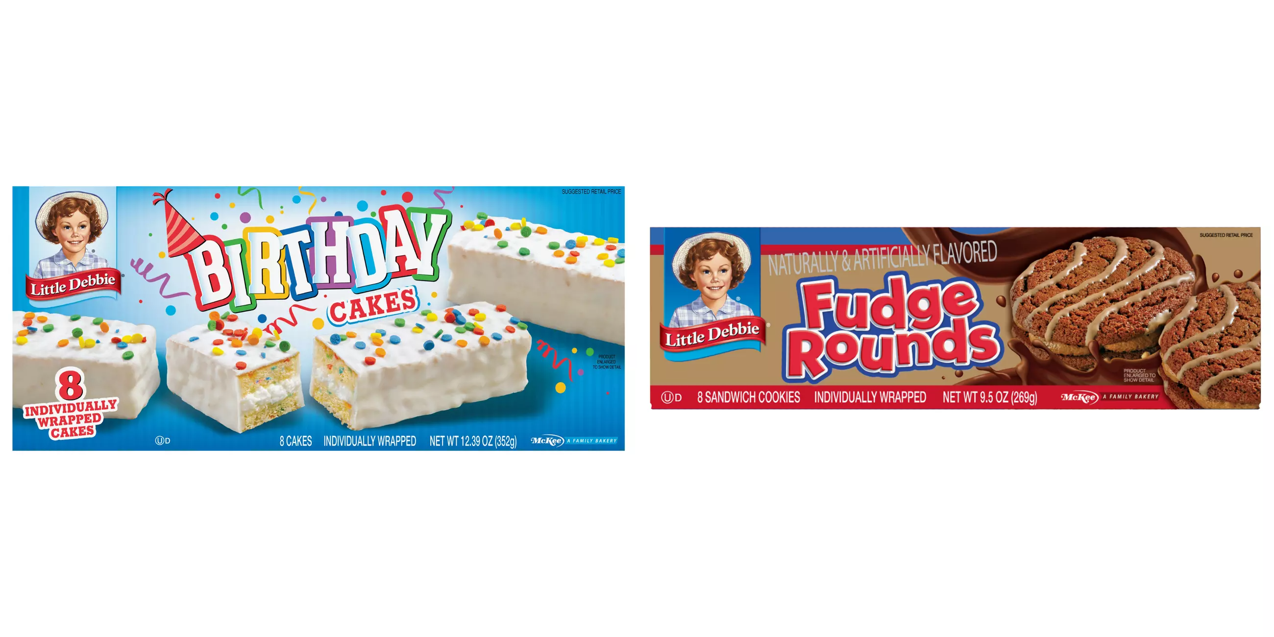 Little Debbie Birthday Cakes, 8 ct&Little Debbie Fudge Rounds Sandwich ...