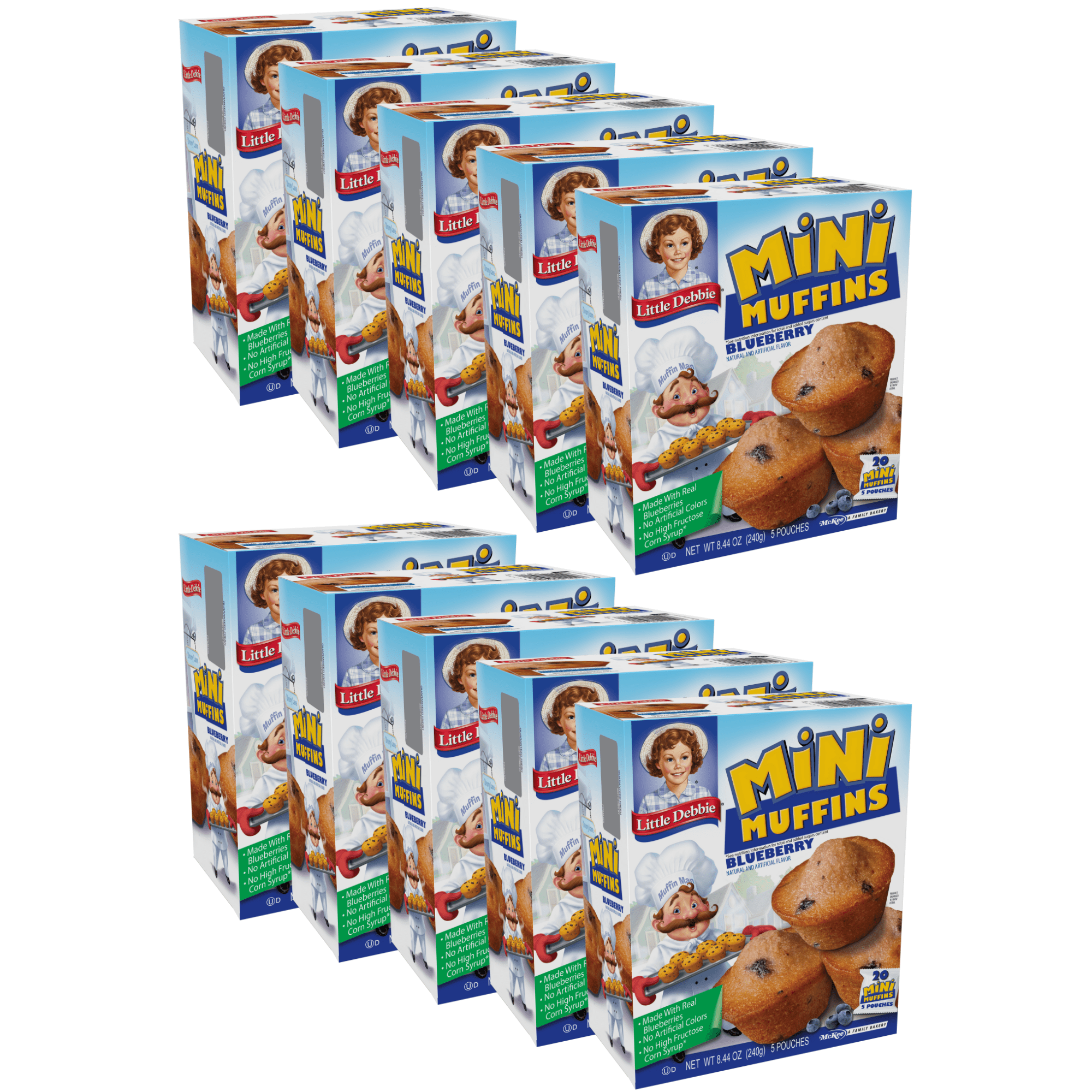 Little Debbie Blueberry Mini Muffins, 10 Boxes of Bite-Sized Muffins ...