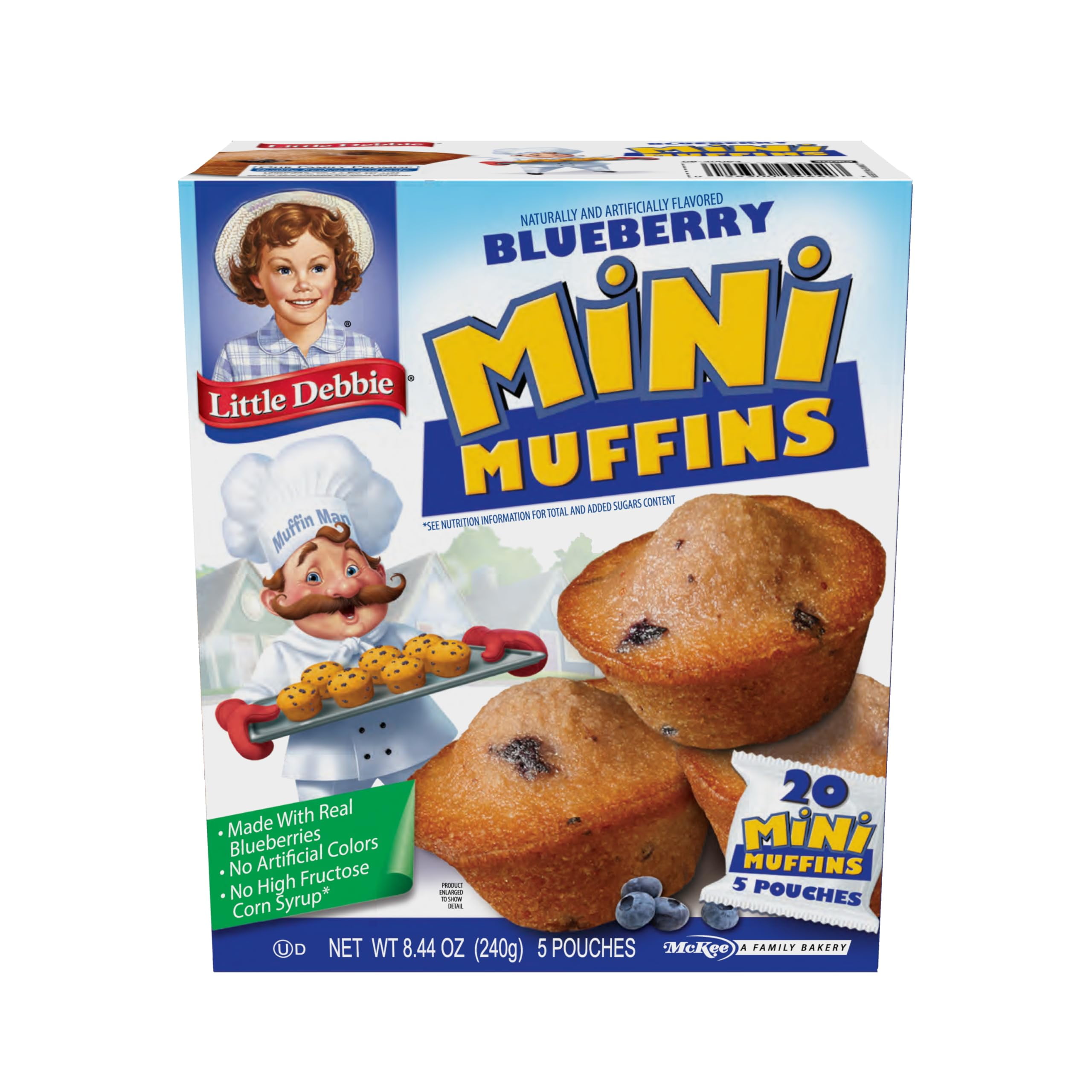 Little Debbie Blueberry Mini Muffins, 5 GJM1 Pouches, 8.44 OZ Box ...