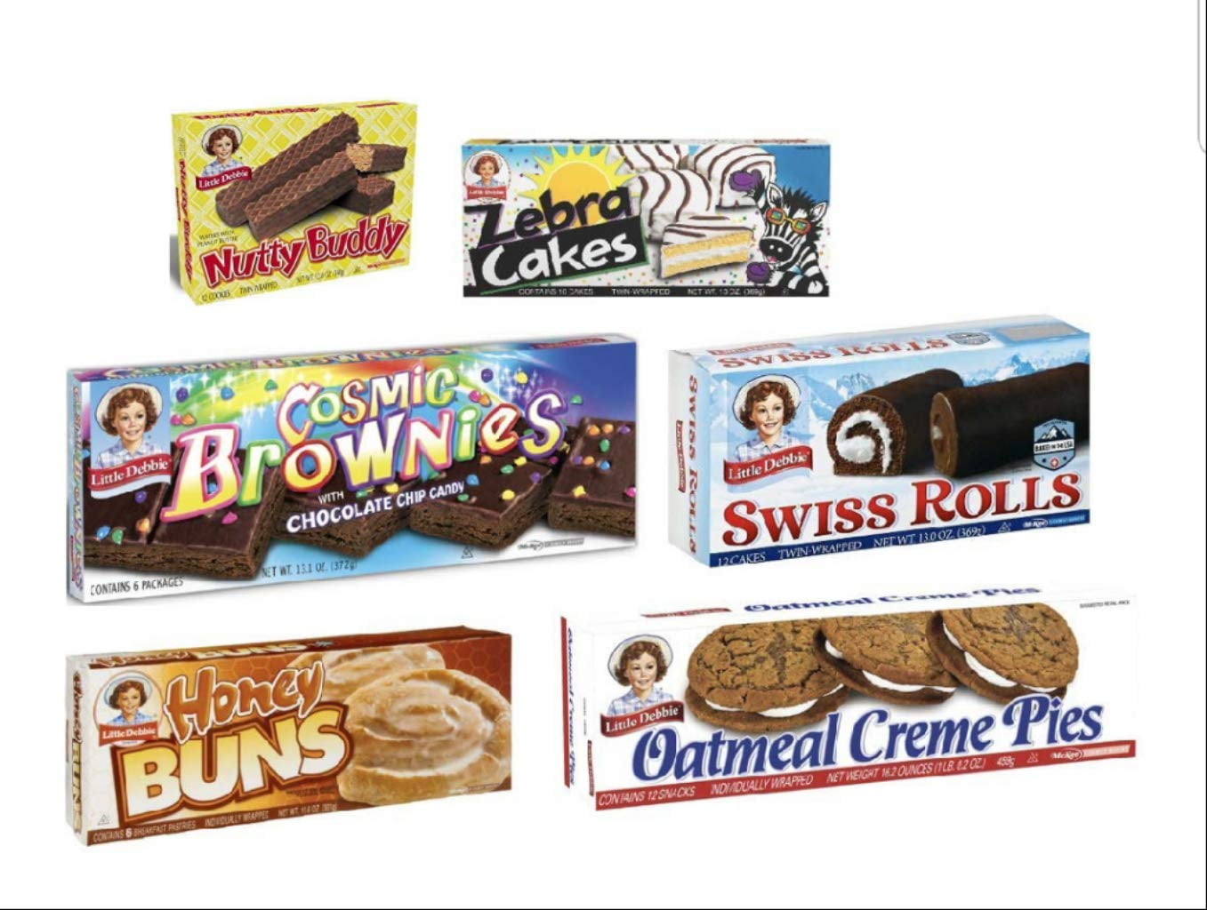 Little Debbie Bundle Pack Nutty , Oatmeal Creme Pies, Rolls, Zebra Cakes, Cosmic Brownies, and ...