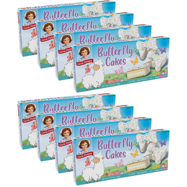 Little Debbie Spring Butterfly Cakes, 6 Boxes, 80 Vanilla Snack Cakes ...