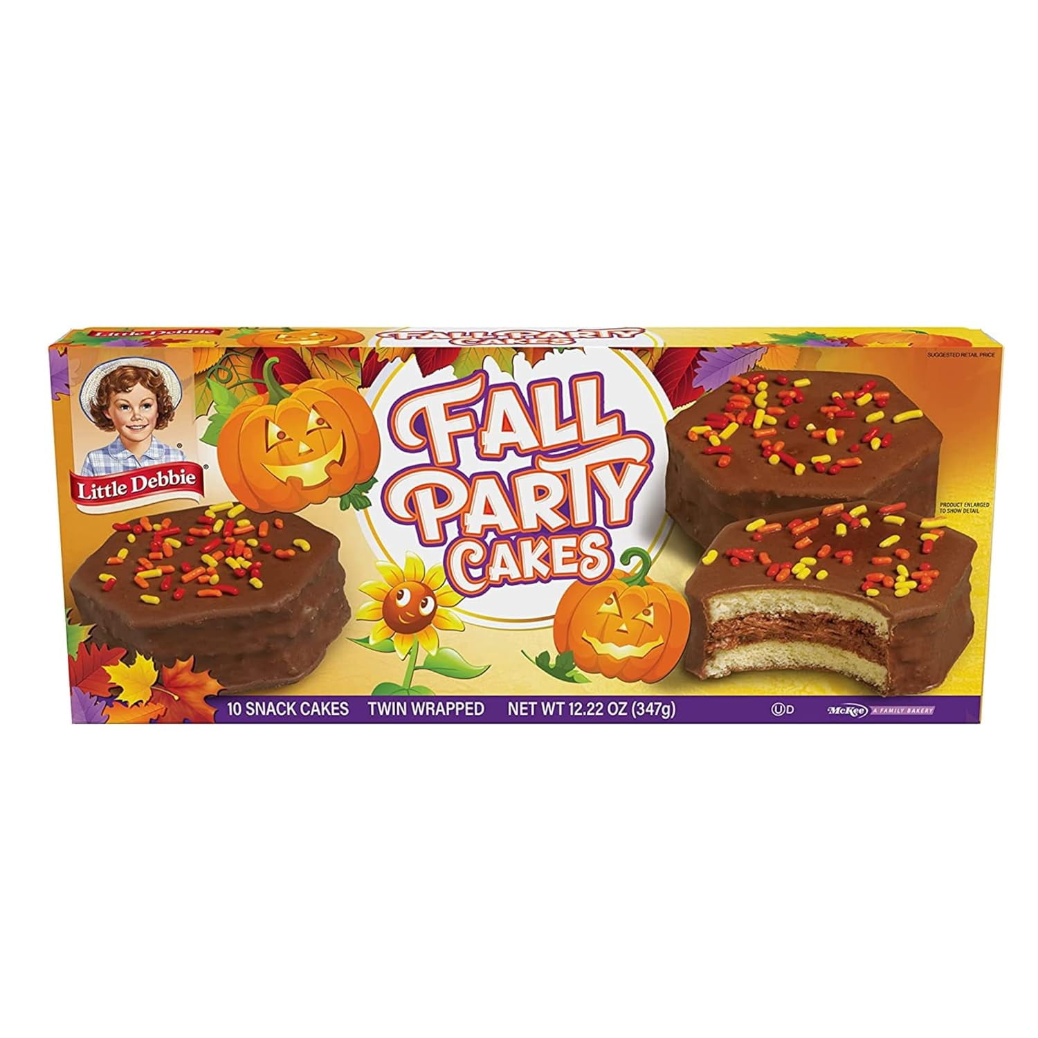 Little Debbie Chocolate Fall Party Cakes, 12.22 Ounce Each, Pack of 4 ...