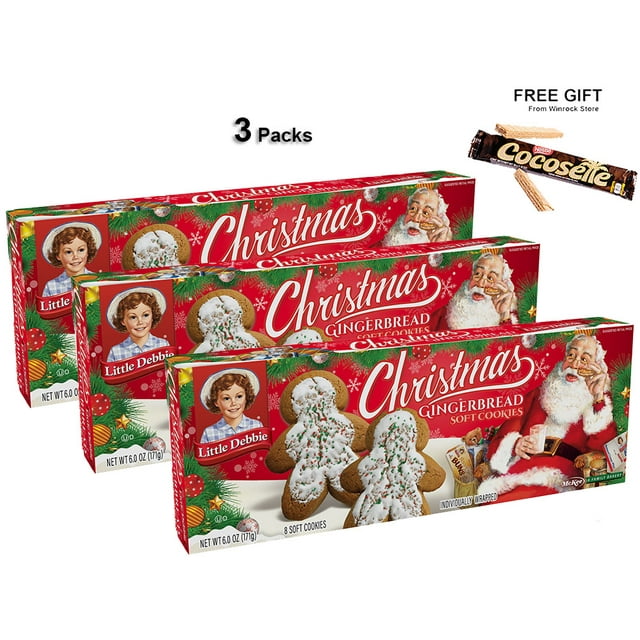 Little Debbie Christmas Gingerbread Soft Cookies, 6 oz.8 count, (3 ...