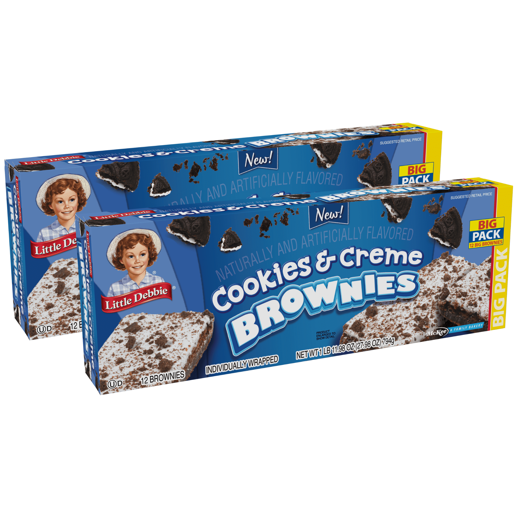 Little Debbie Cookies & Creme Fudge Brownies, 2 Boxes, 24 Wrapped ...